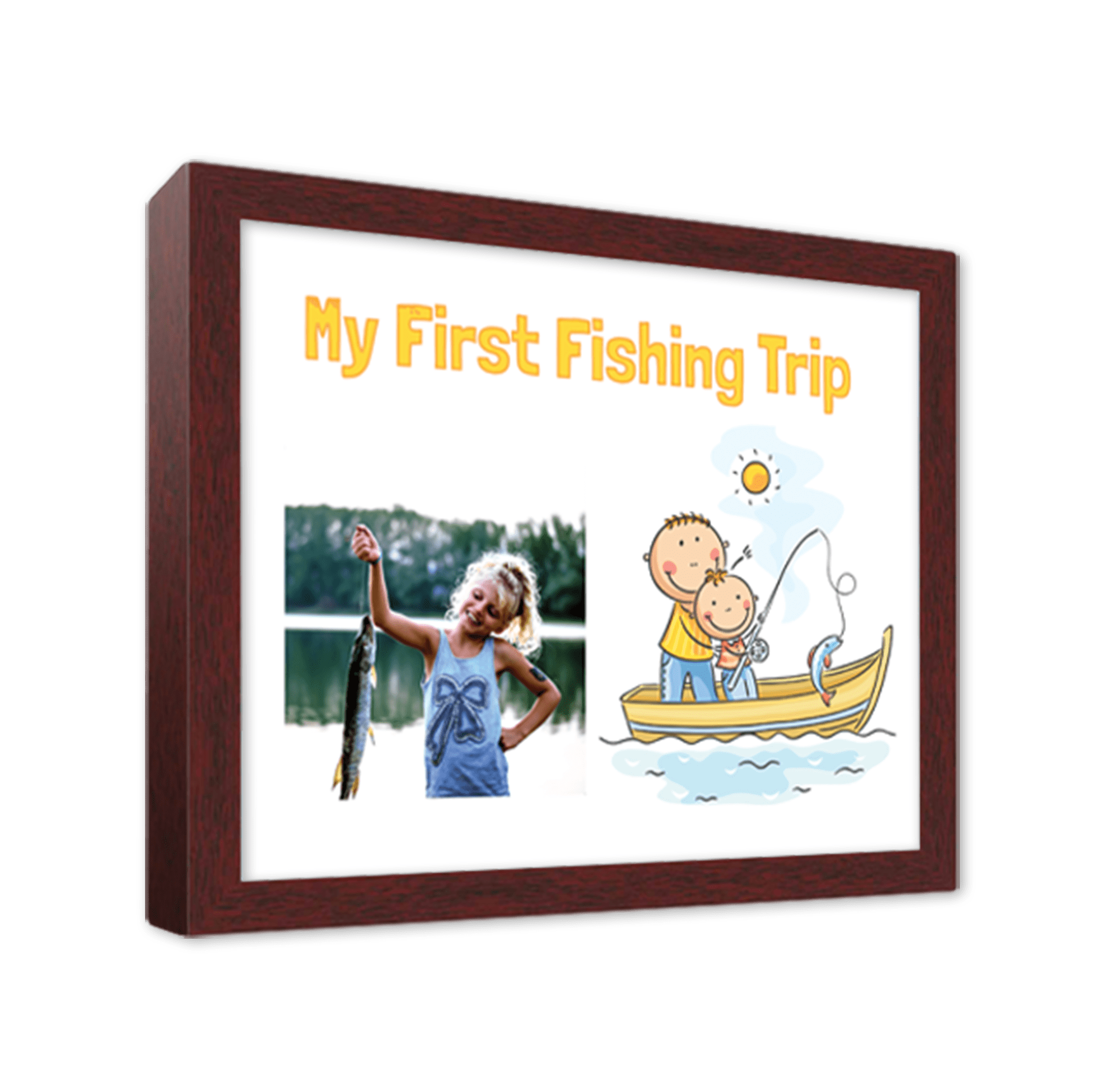 Child's First Fishing Trip Frame Brown Wood Frame with Fishing Theme ...