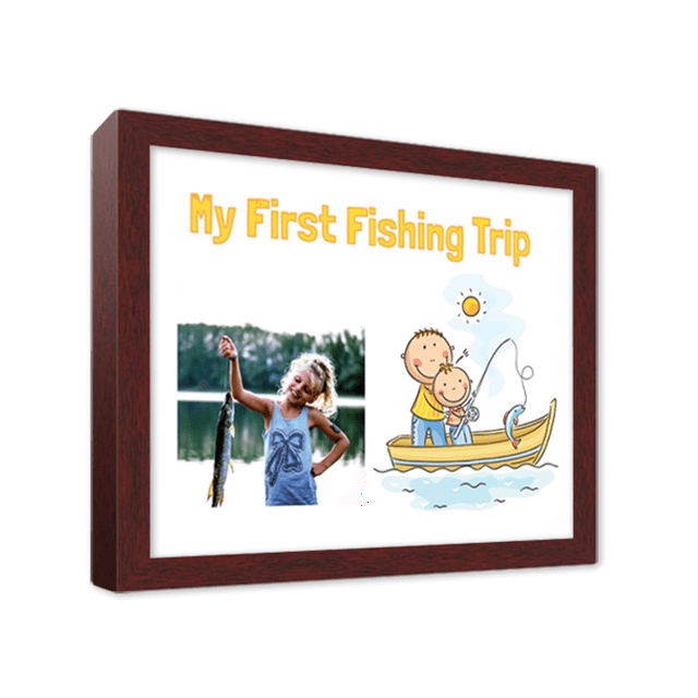 Child's First Fishing Trip Frame Brown Wood Frame with Fishing Theme ...