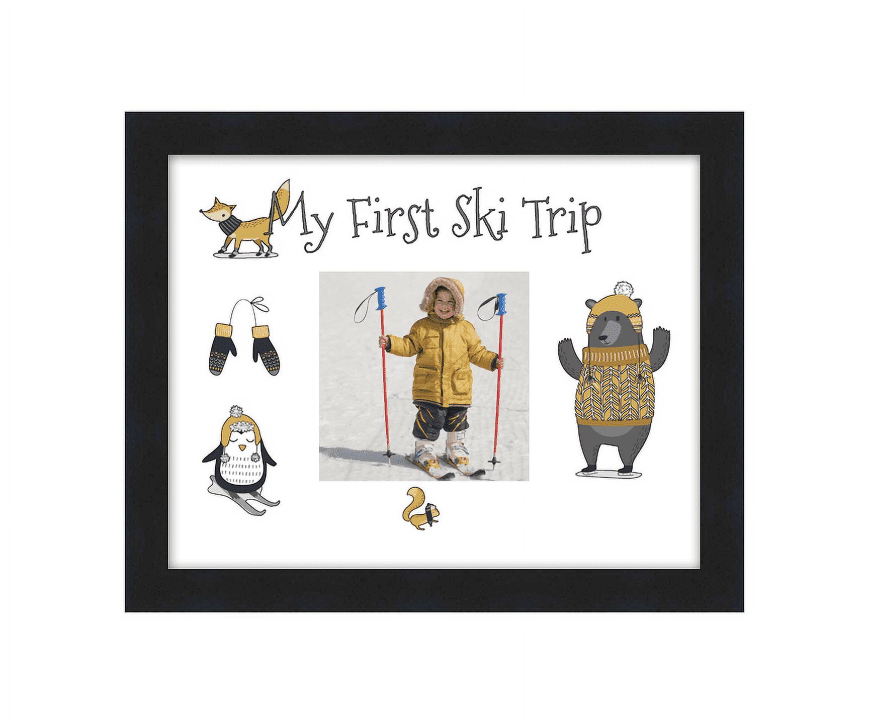 Child's First Ski Trip Frame Black Wood Frame with Ski Trip Theme Mat ...