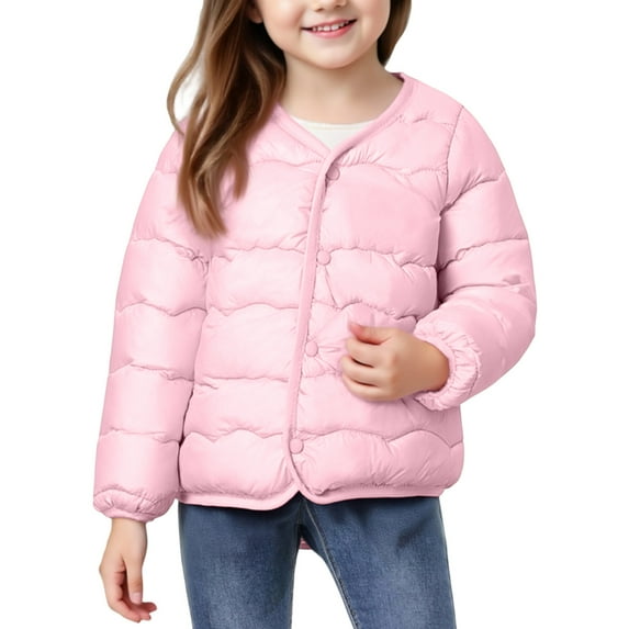 Child's Girls Puffer Jacket, Warm Hooded Winter Coat with Zip Pockets ...