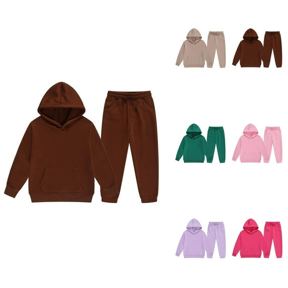 Child's Long Sleeve Hoodie and Sweatpants Set | Solid Color Warm ...