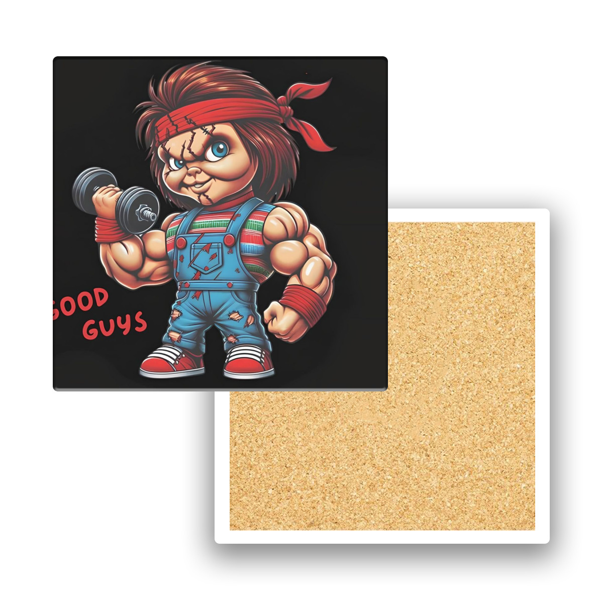 Child's Play 2-Pack Coasters, 4" Glossy White Glazed Tile with Cork ...