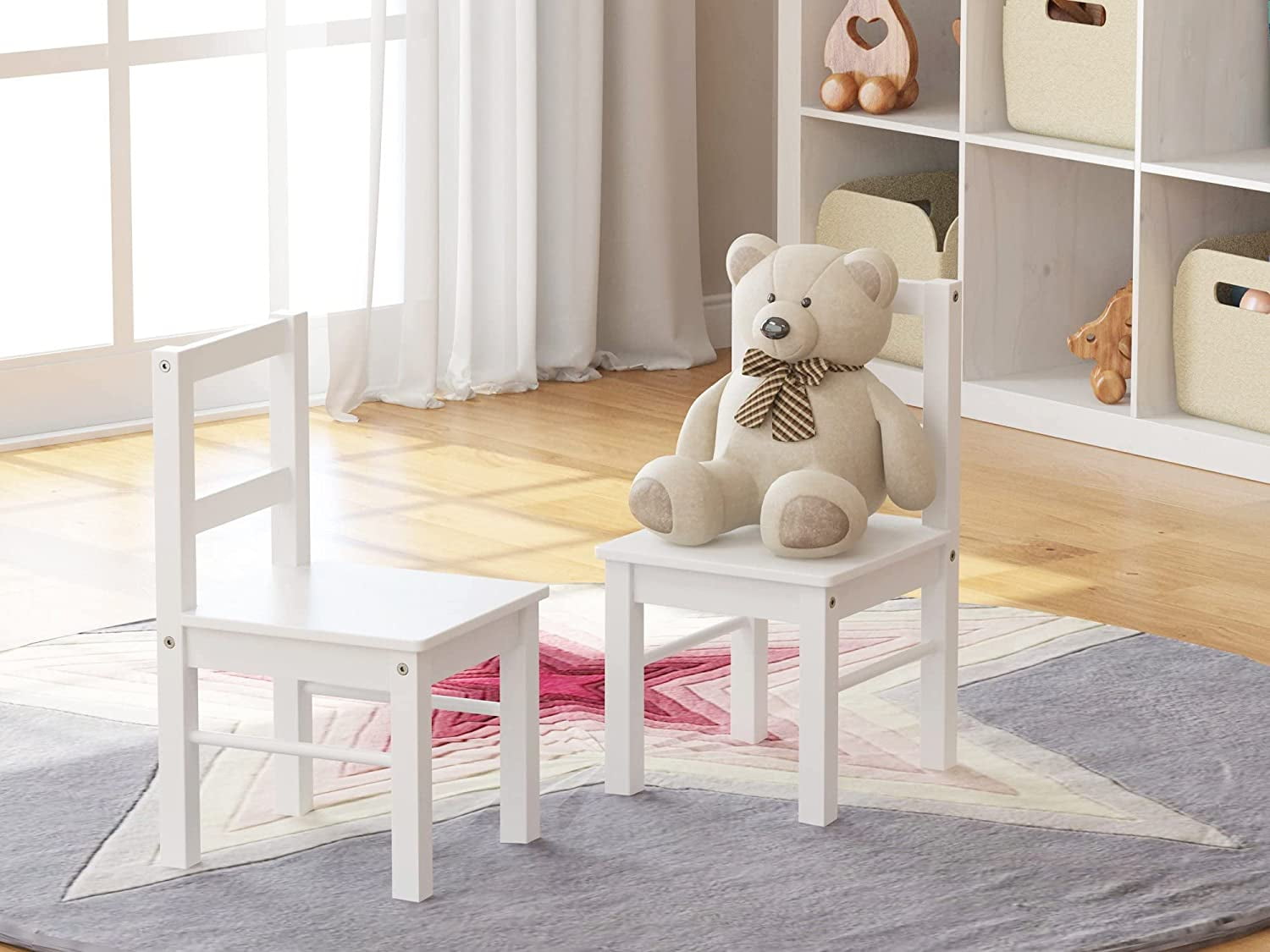 Child's Wooden Chair Pair for Play or Activity, Set of 2, White ...