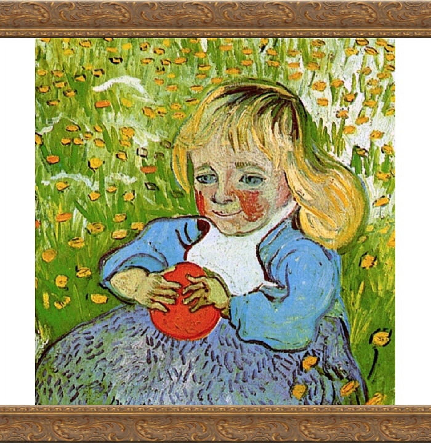 Child with Orange 20x20 Gold Ornate Wood Framed Canvas Art by Vincent ...