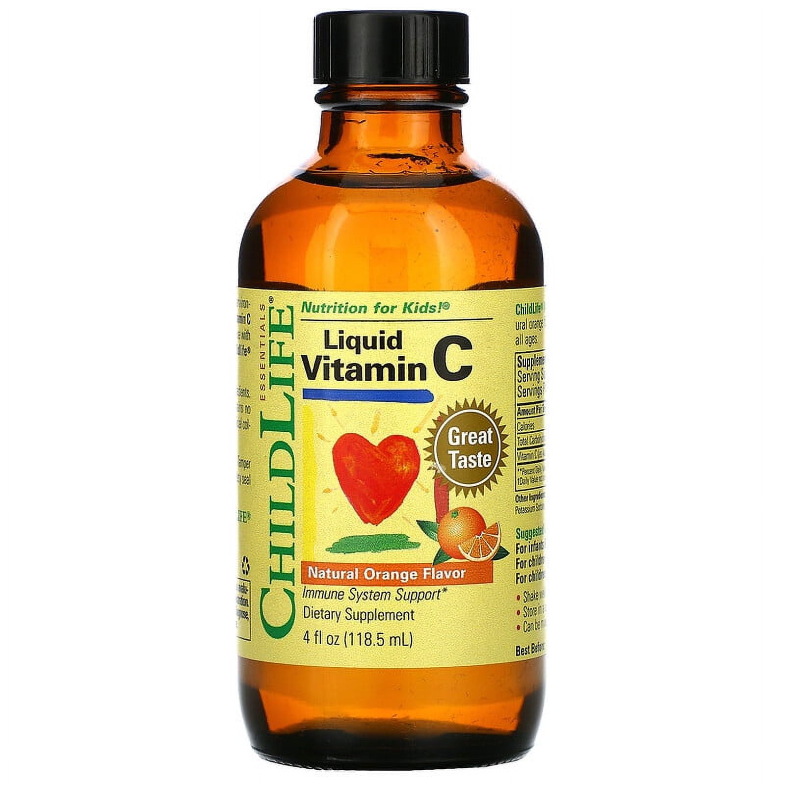ChildLife Essentials, 4 fl oz Natural Orange Liquid Vitamin C, Pack of ...