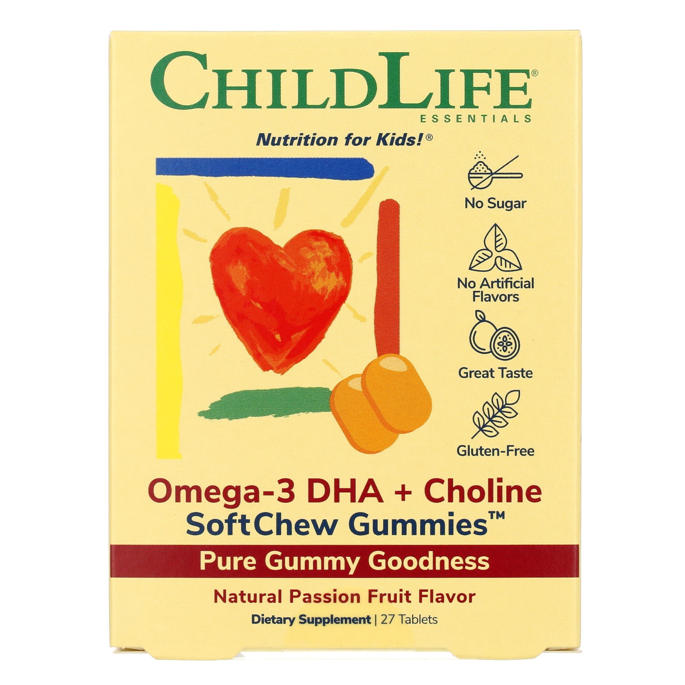 Child Life Essentials - Omega-3 DHA, Choline Gummies, Passion Fruit ...
