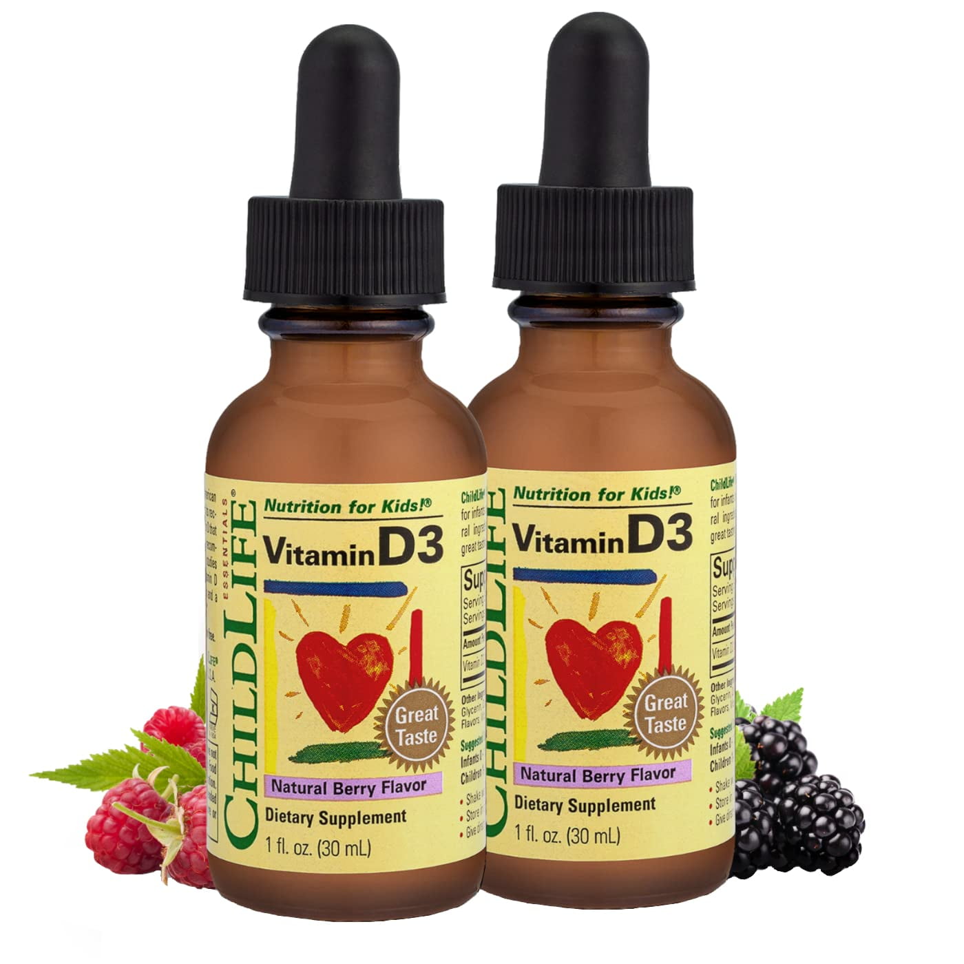 ChildLife Essentials Vitamin D3 Drops, 500 IU, Berry Flavor, Baby ...