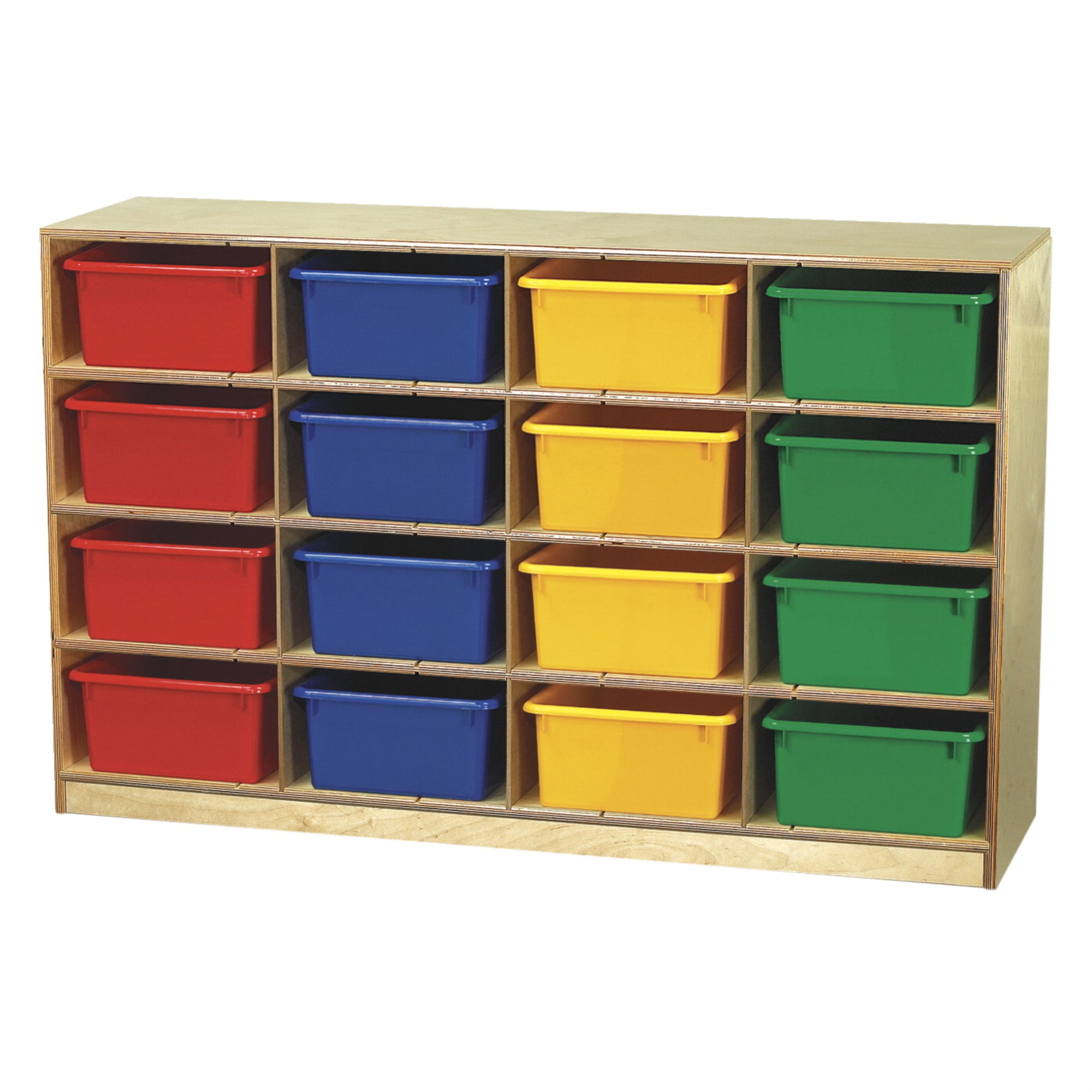Childcraft Cubby Unit, 16 Assorted Color Trays, 47-3/4 x 13 x 30 Inches ...