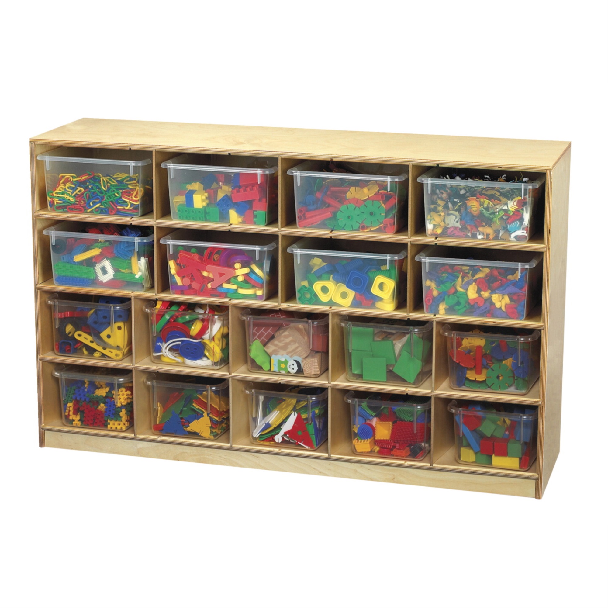 Childcraft Cubby Unit, 18 Clear Trays, 47-3/4 x 13 x 30 Inches ...