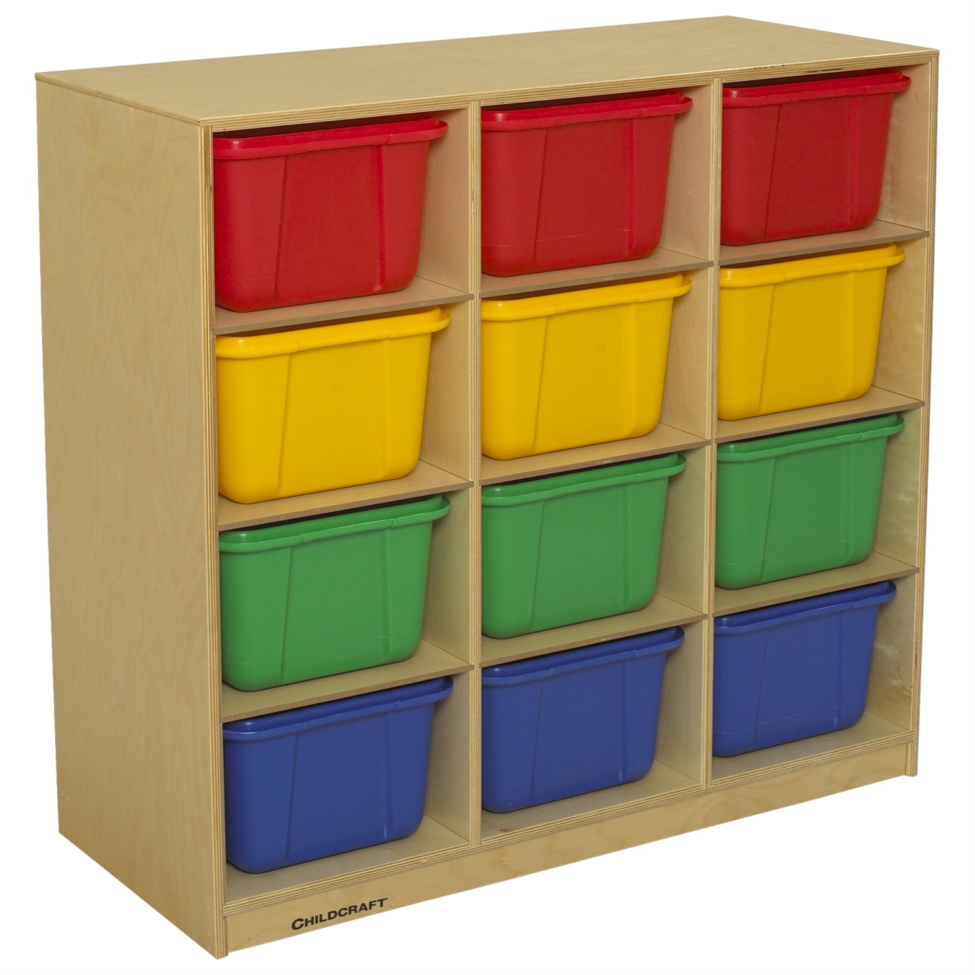 Childcraft Mobile Big Cubby Unit, 12 Assorted Color Tubs, 38-1/8 x 16 x ...