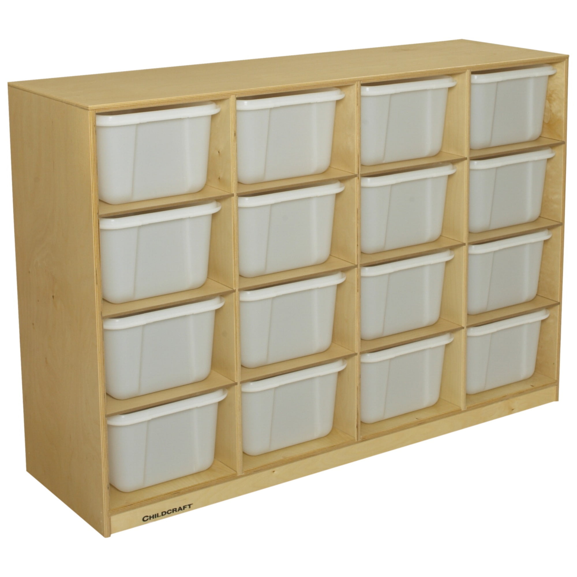 Childcraft Mobile Cubby Unit, 16 Translucent Tubs, 50-5/8 x 16 x 36 ...