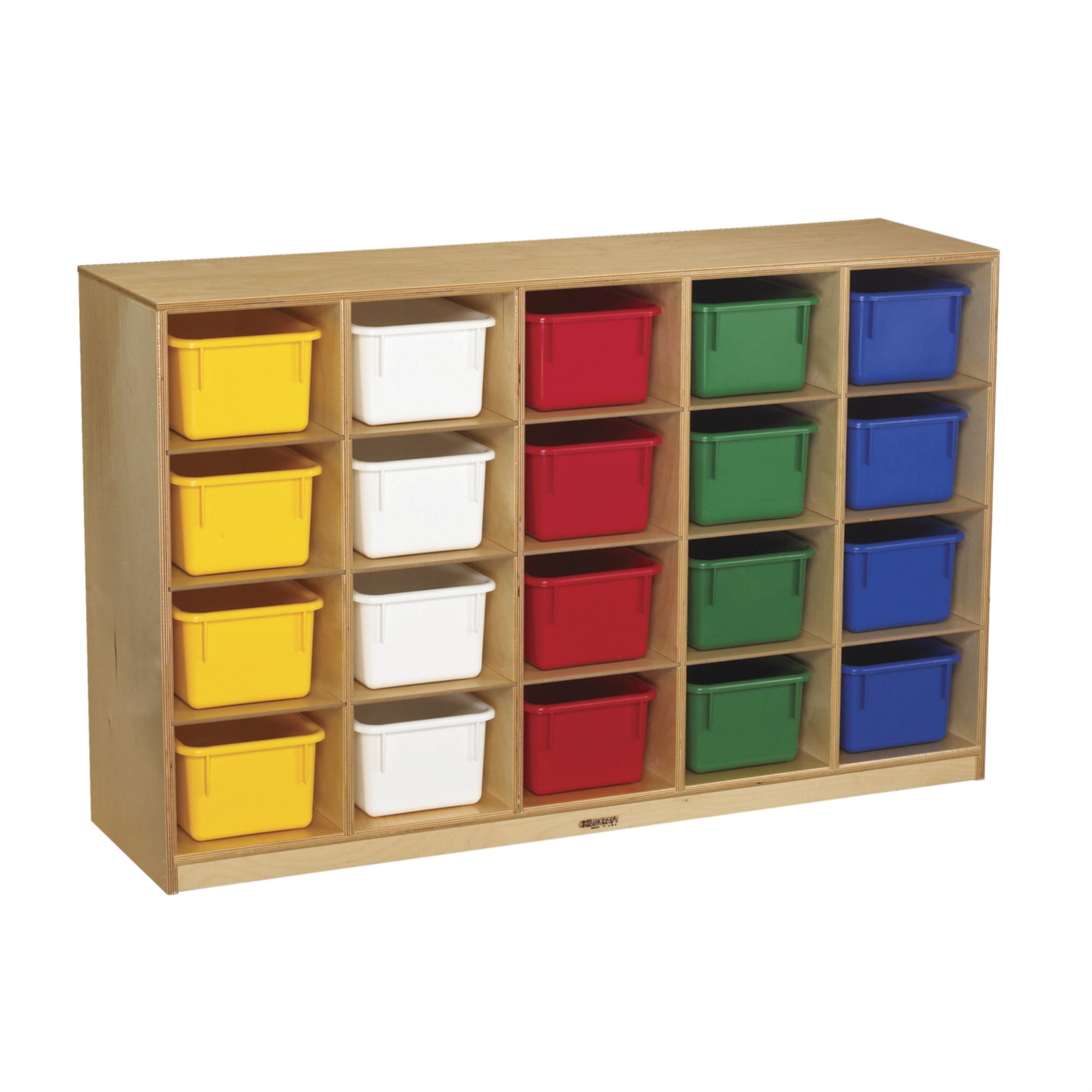 Childcraft Mobile Cubby Unit, 20 Assorted Color Trays, 47-3/4 x 14-1/4 ...
