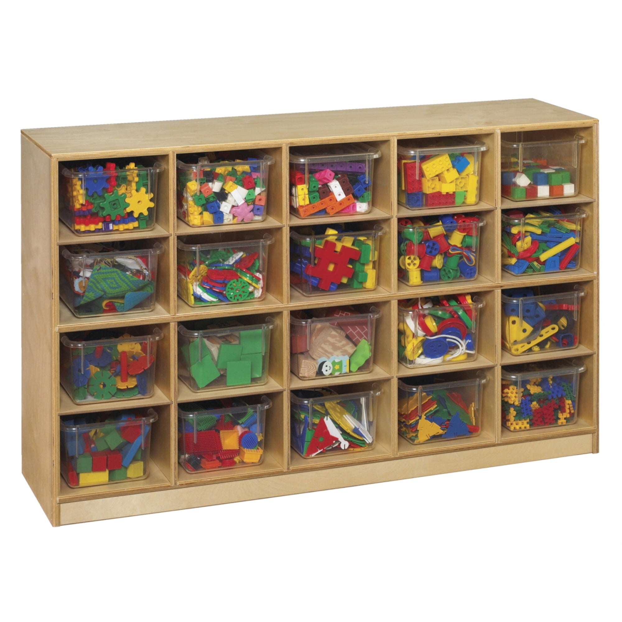 Childcraft Mobile Cubby Unit, 20 Clear Trays, 47-3/4 x 14-1/4 x 30 ...