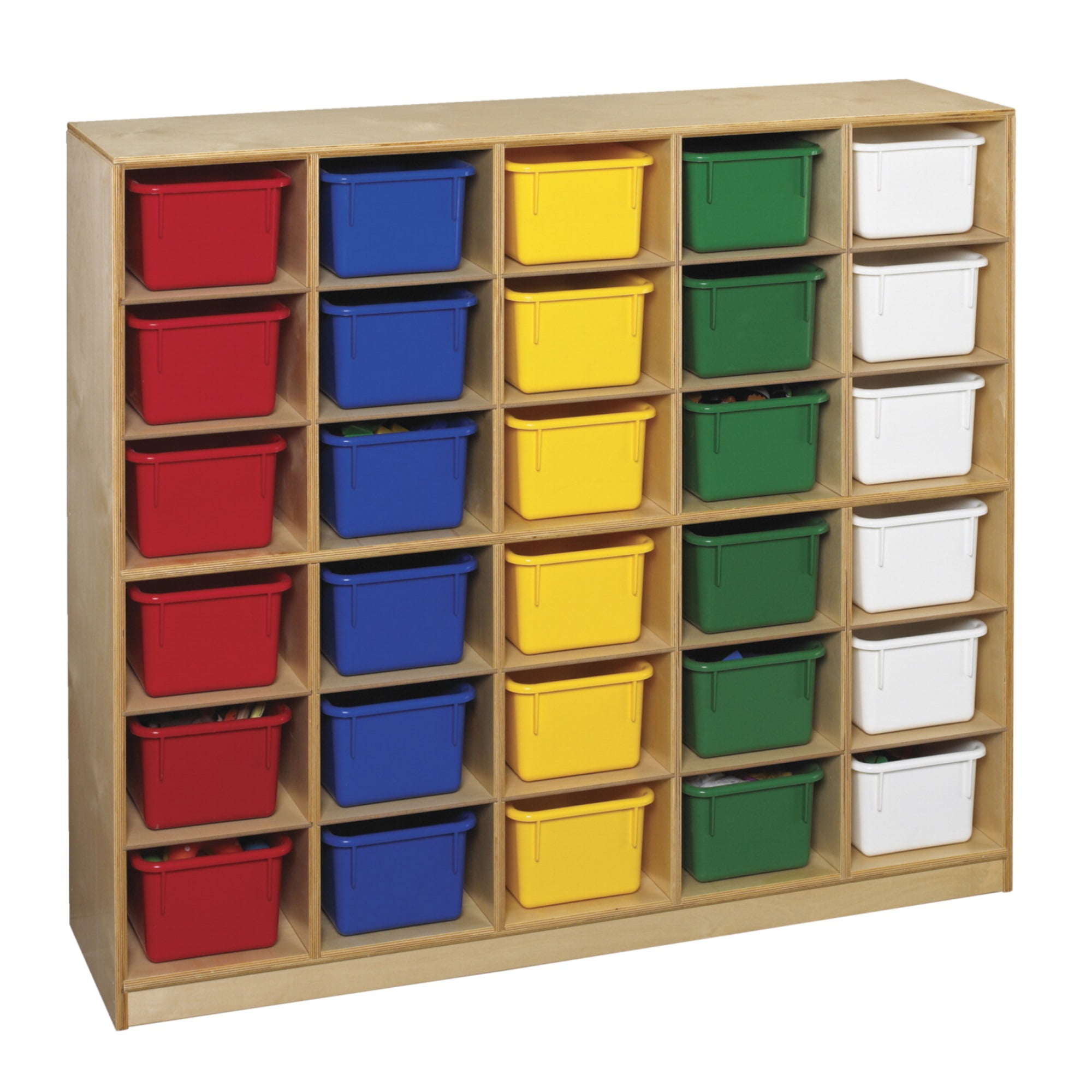 Childcraft Mobile Cubby Unit, 30 Assorted Color Trays, 47-3/4 x 13 x 42 ...