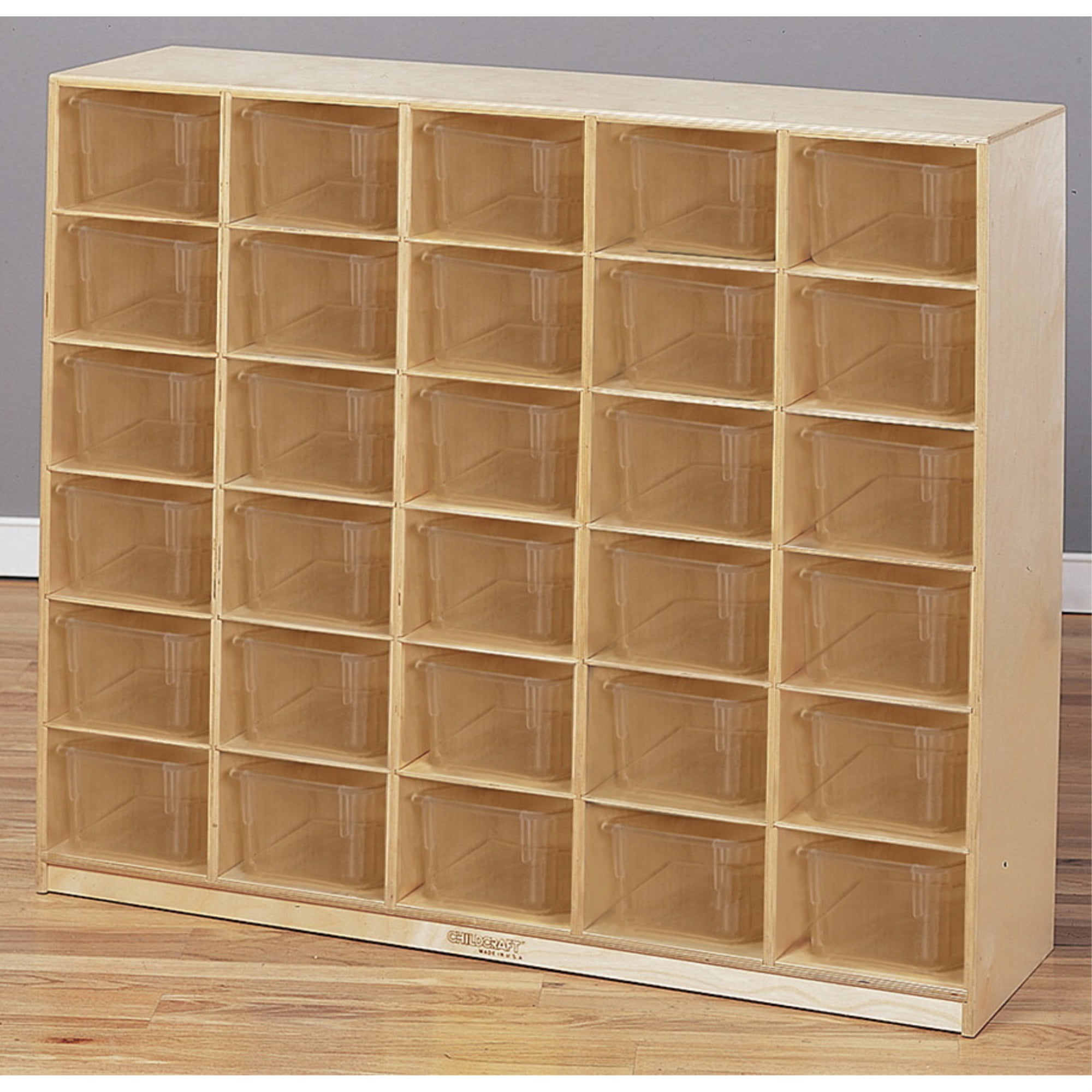 Childcraft Mobile Cubby Unit, 30 Clear Trays, 47-3/4 x 13 x 42 Inches ...