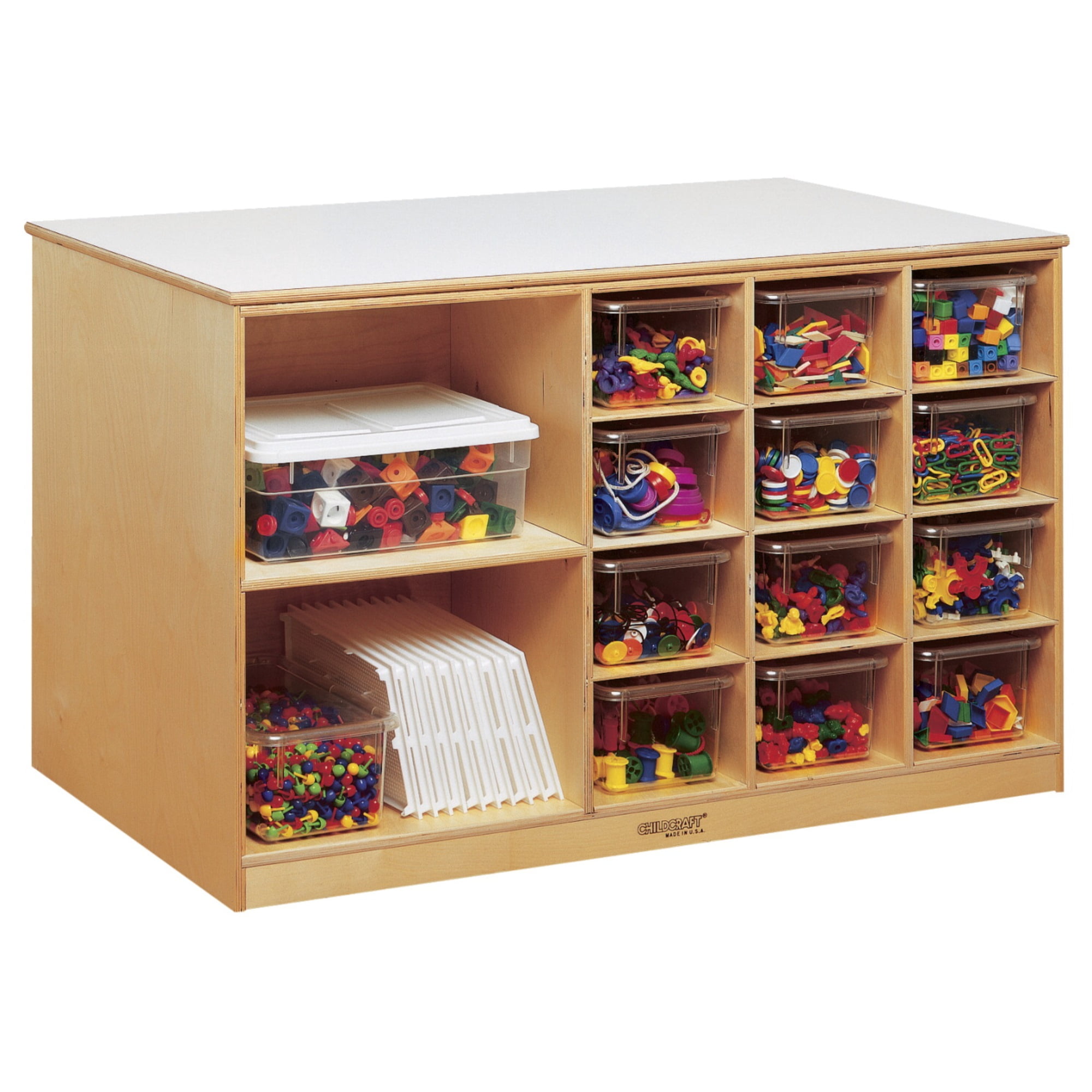 Childcraft Mobile Double-Sided Storage Unit, 12 Assorted Color Trays ...