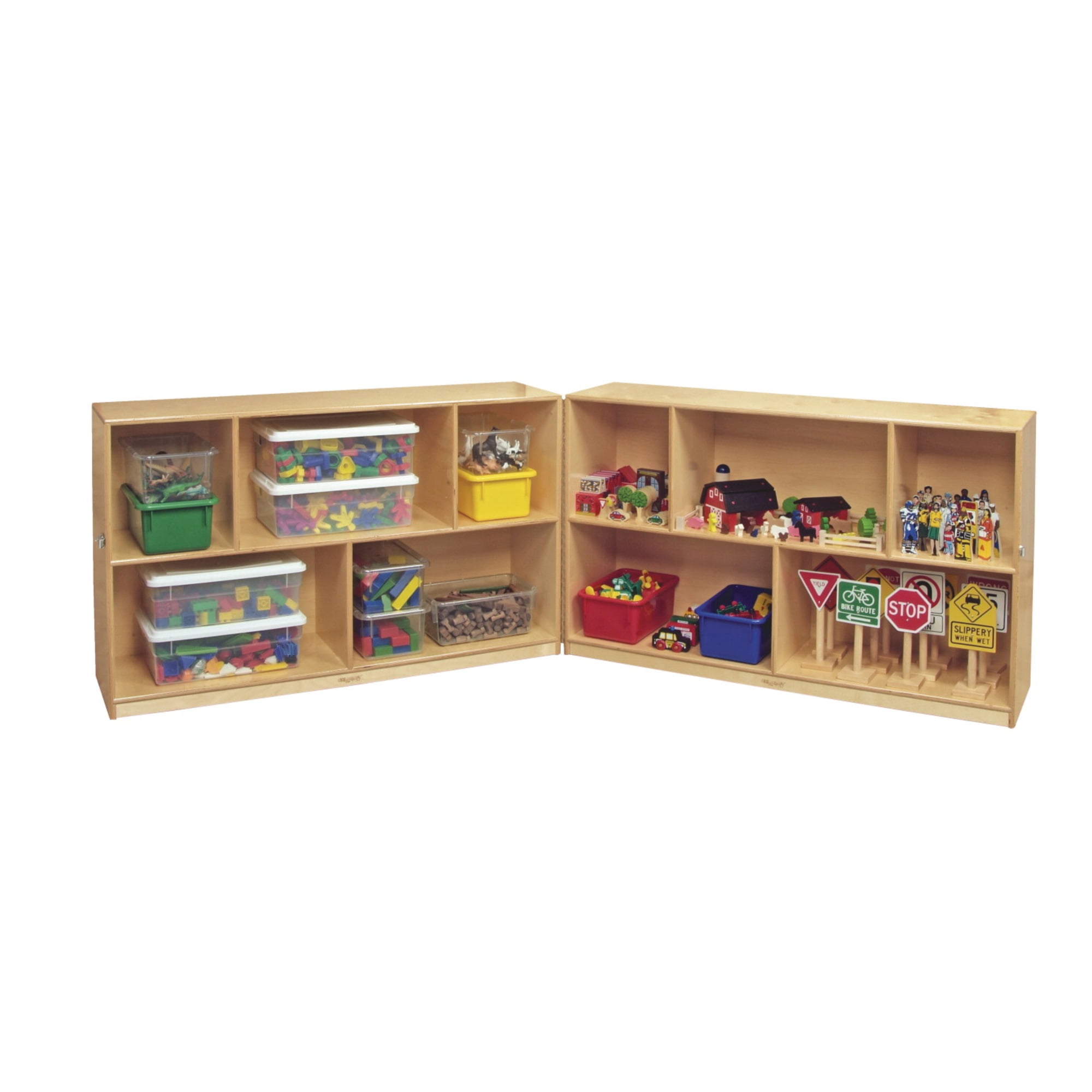 Childcraft Mobile Hide-Away Preschool Cabinet, 90-1/2 W x 14-1/4 D x 30 ...