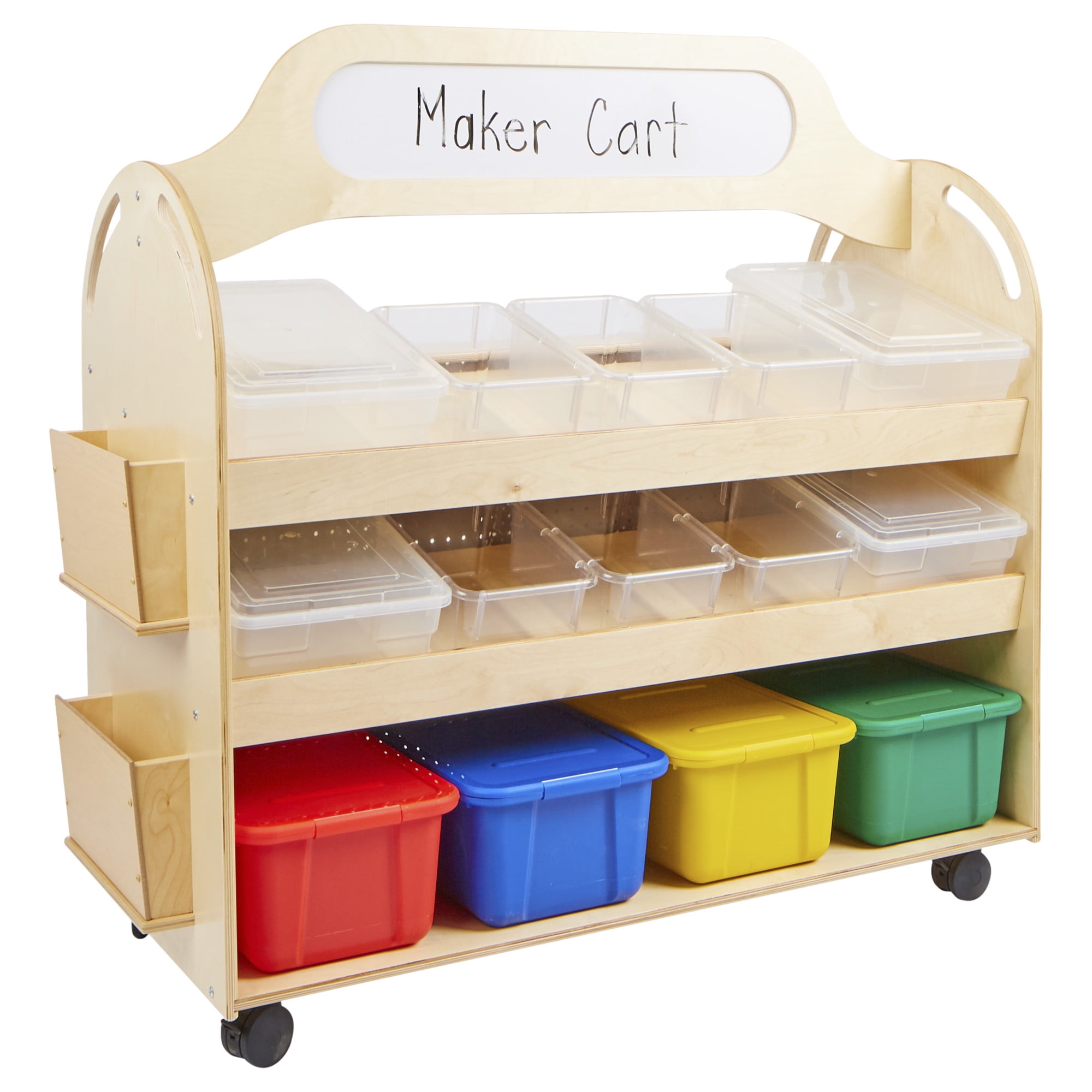 Childcraft Mobile Makerspace Cart, Clear and Assorted Trays, 48-1/4 x ...
