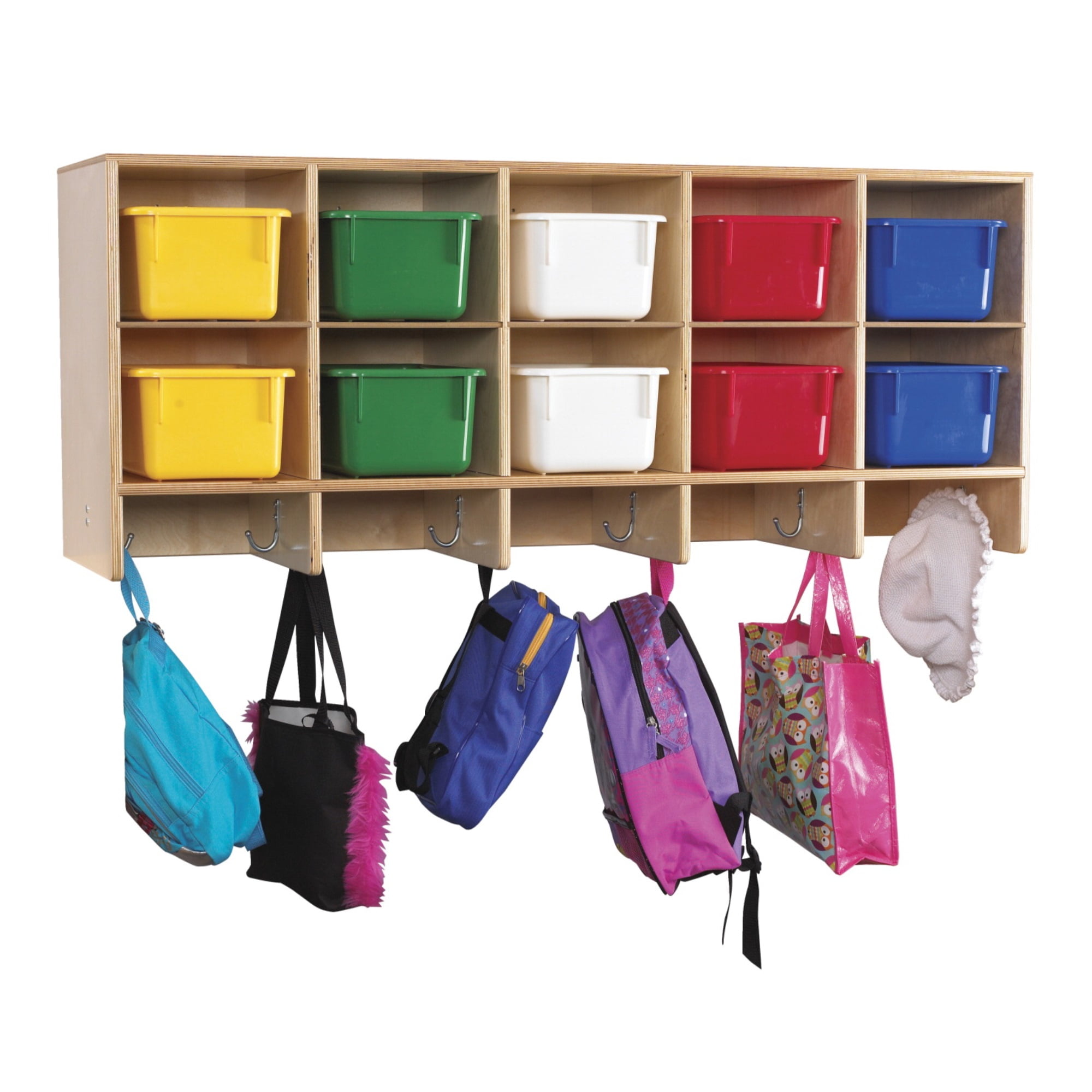 Childcraft Wall Mounted Coat Locker, 10 Cubbies with Assorted Color ...