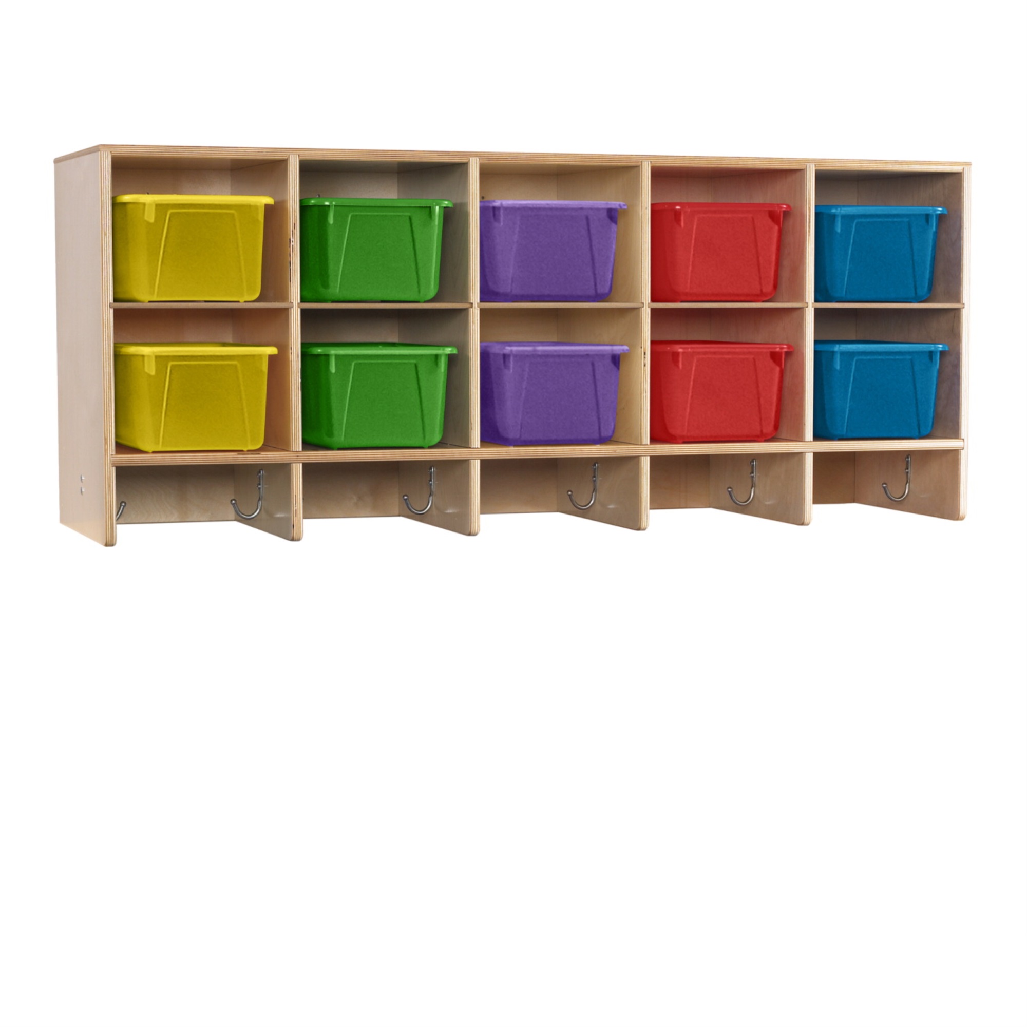 Childcraft Wall Mounted Coat Locker, 10 Cubbies with Translucent Color ...