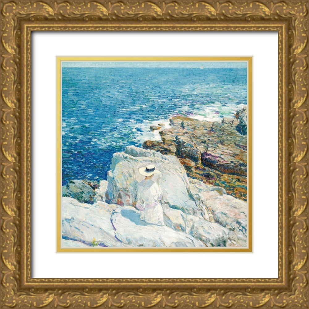 Childe Hassam, Frederick 26x26 Gold Ornate Wood Framed with Double ...