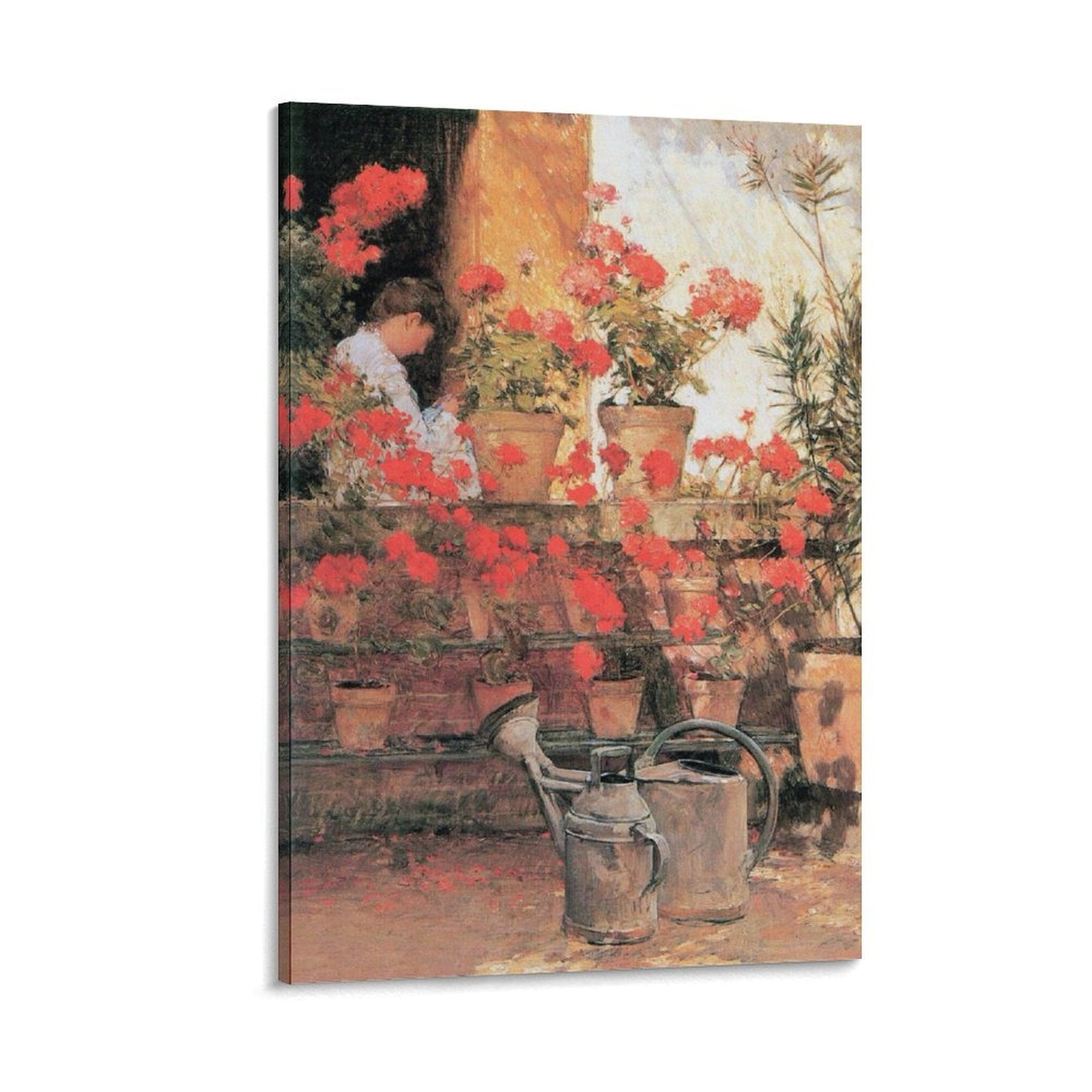 Childe Hassam's Red Geraniums Print Photo Art Painting Canvas Poster ...
