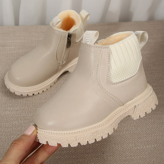 Childen Winter Ankle Boots Boys Girls Chelsea Boots with Side Zipper ...