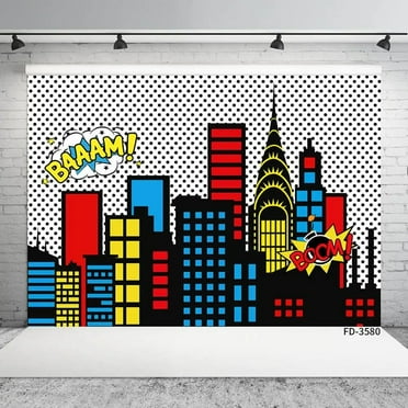 6x4FT Super Hero Party Backdrop Superhero Party Decorations Supplies ...
