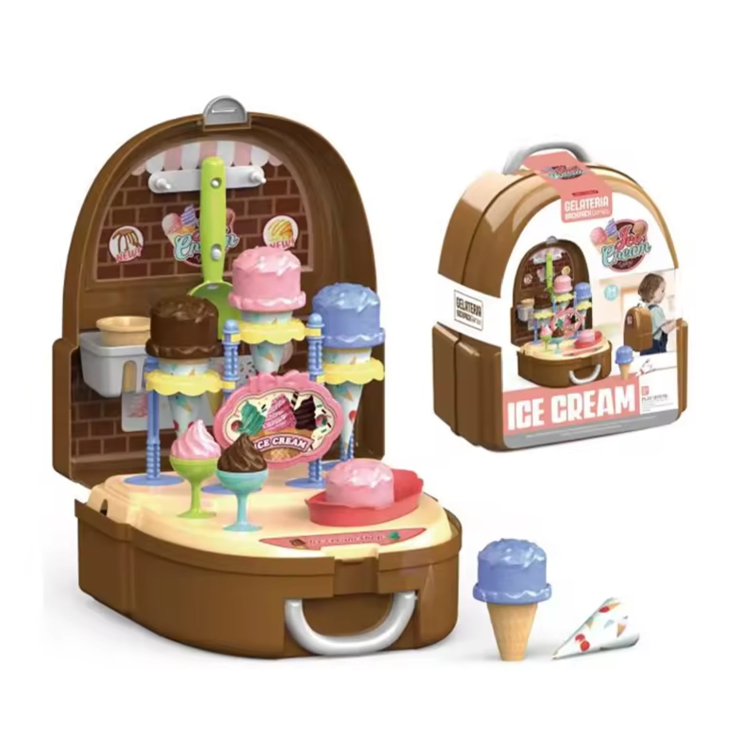 Childern Kids playset Backpack Ice Cream Toys Set, Pretend Role Play ...