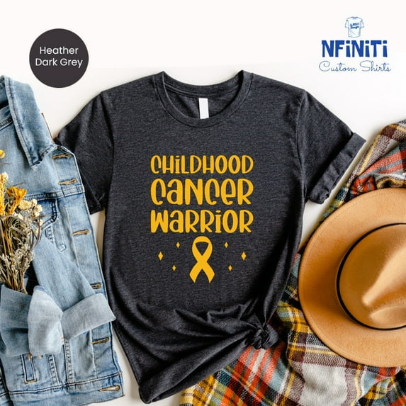 Childhood Cancer Warrior Shirt: Gold Ribbon Awareness, Pediatric ...