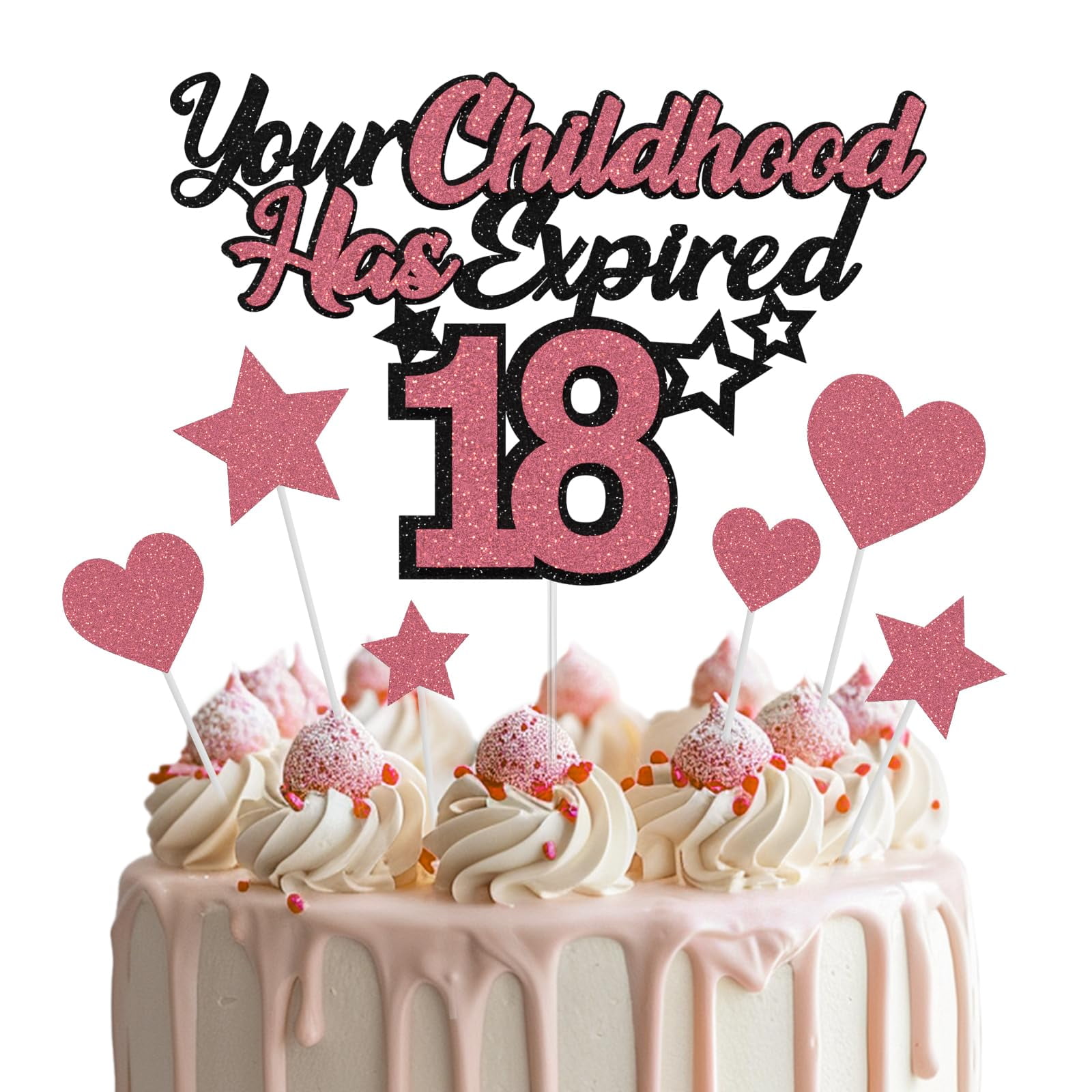Your Childhood Has Expired 18 Cake KKS1 Topper, Black Rose Gold Happy ...