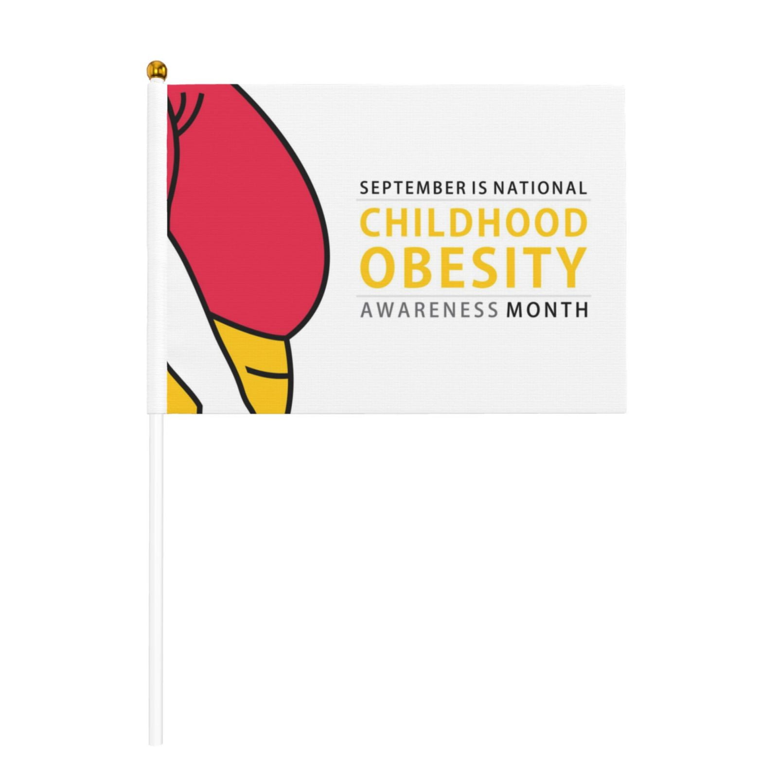 Childhood Obesity Awareness Yellow Ribbon Flag Small Mini Hand Held ...