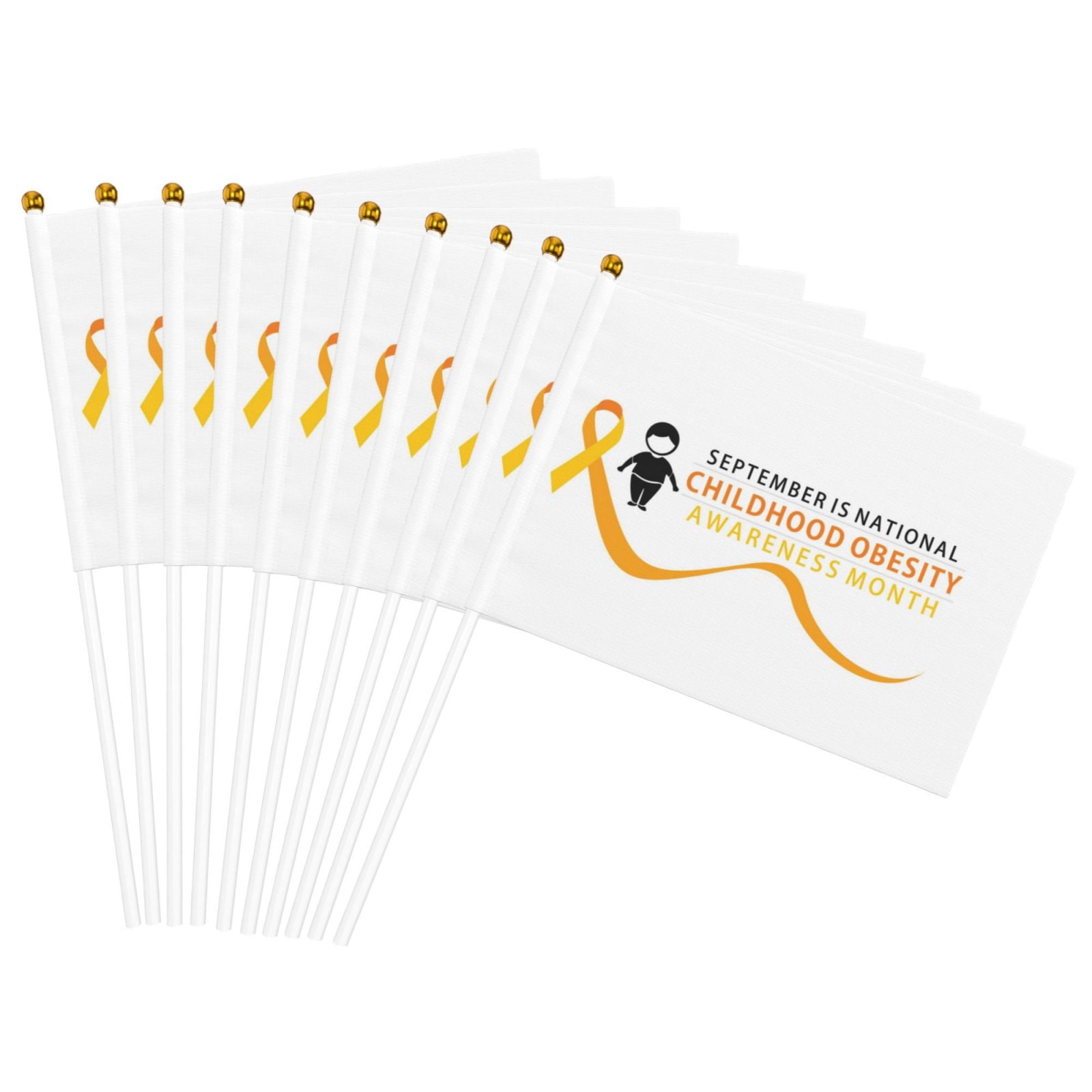 Childhood Obesity Awareness Yellow Ribbon Flag Small Mini Hand Held ...