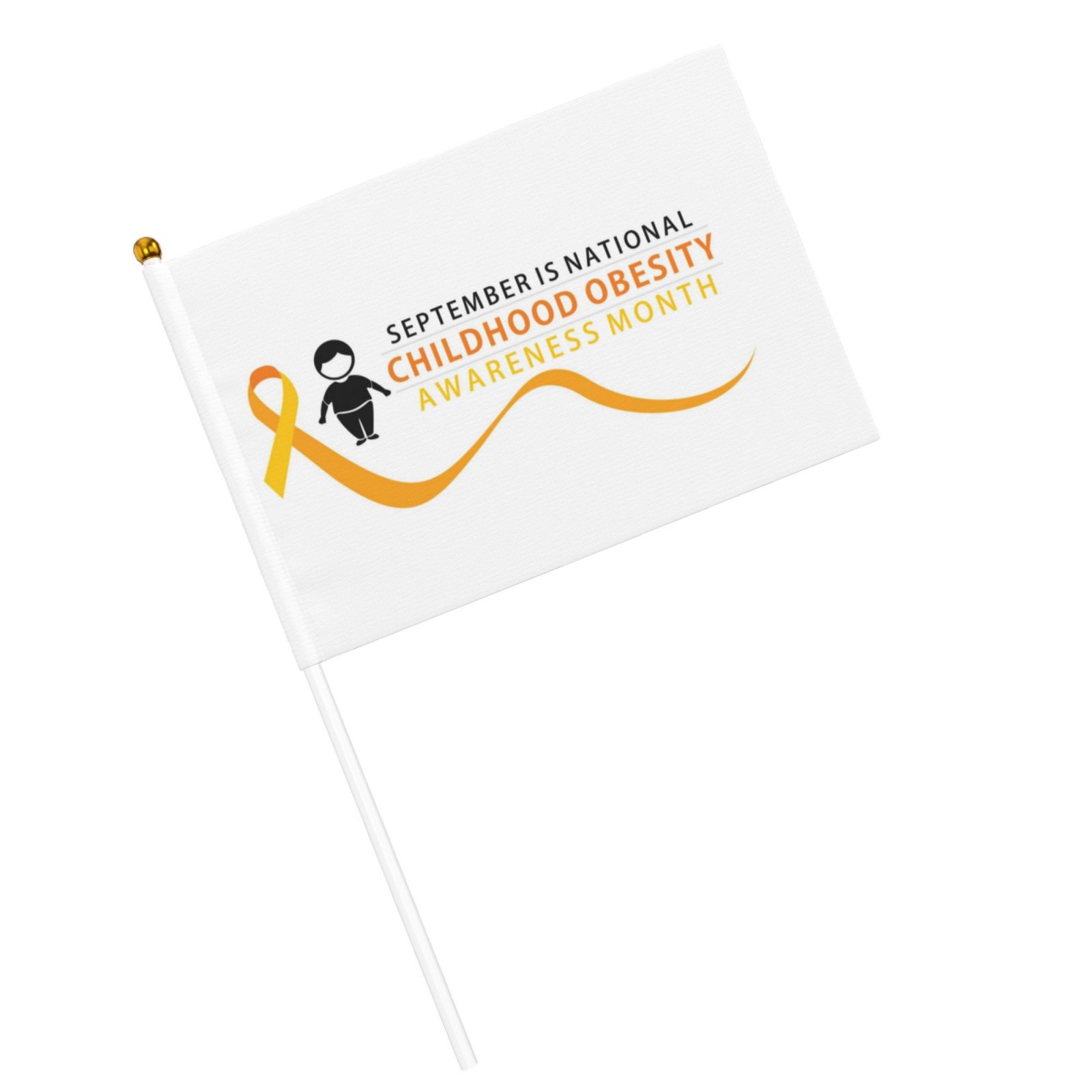 Childhood Obesity Awareness Yellow Ribbon Flag Small Mini Hand Held ...