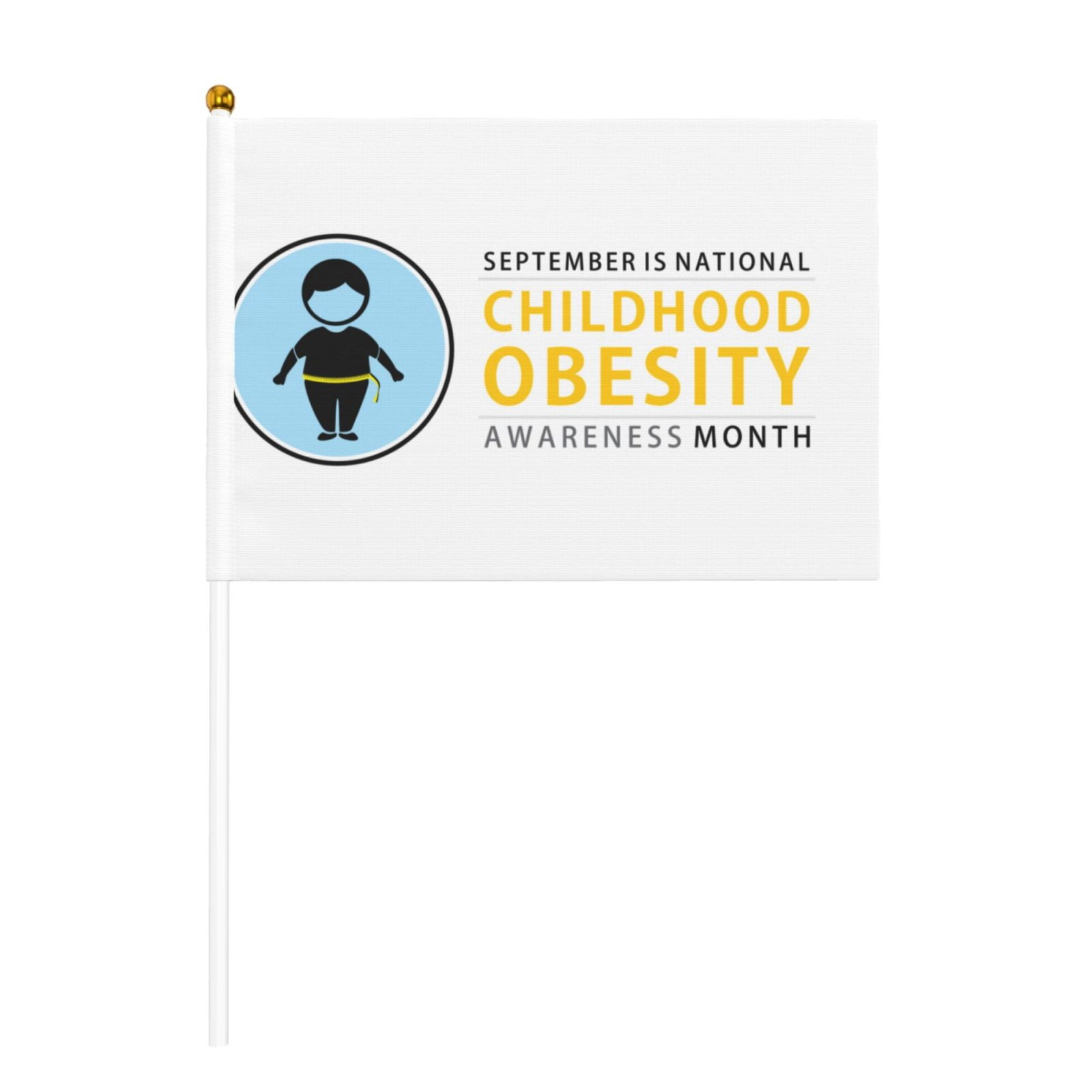Childhood Obesity Awareness Yellow Ribbon Flag Small Mini Hand Held ...