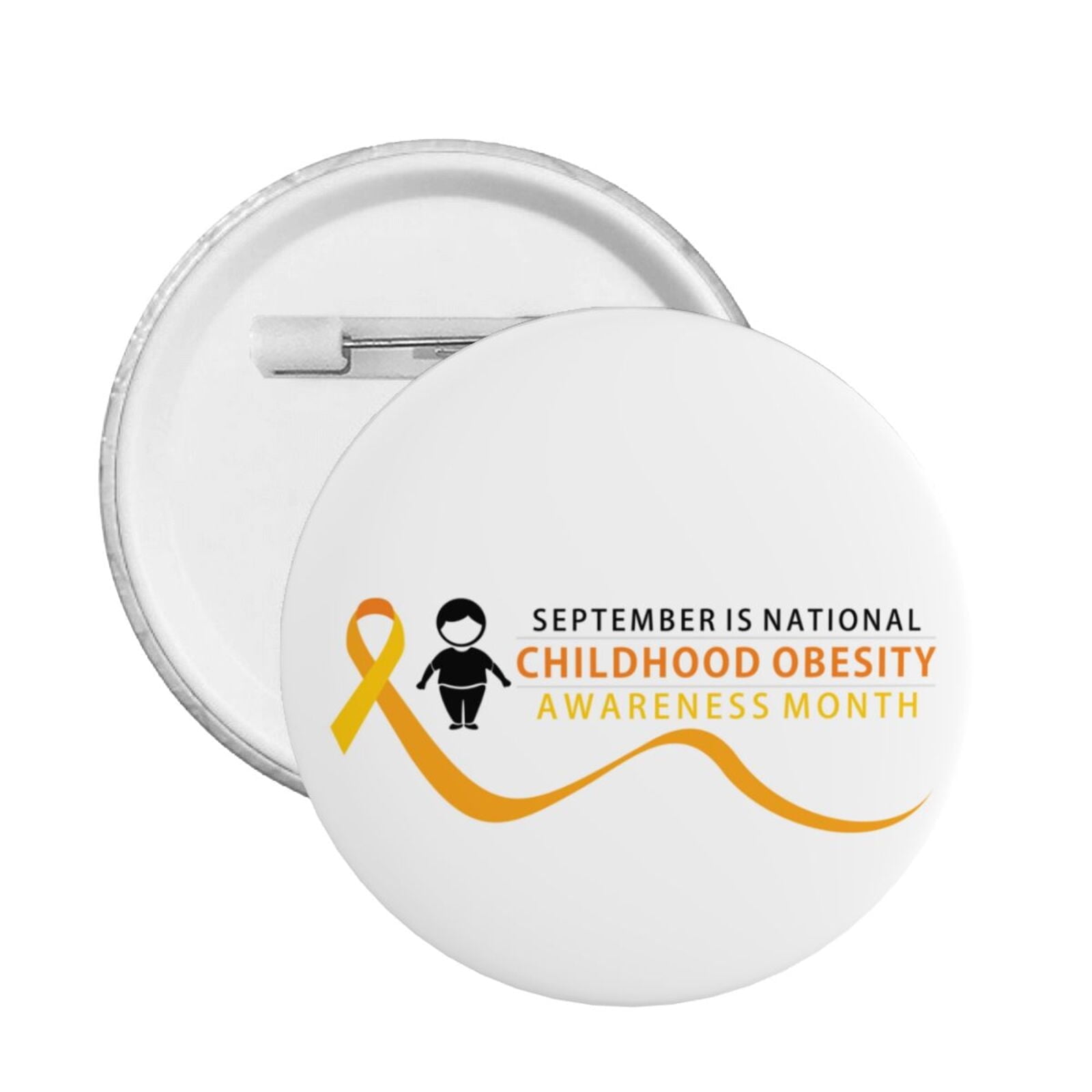 Childhood Obesity Awareness Yellow Ribbon Pin Button Badge ...