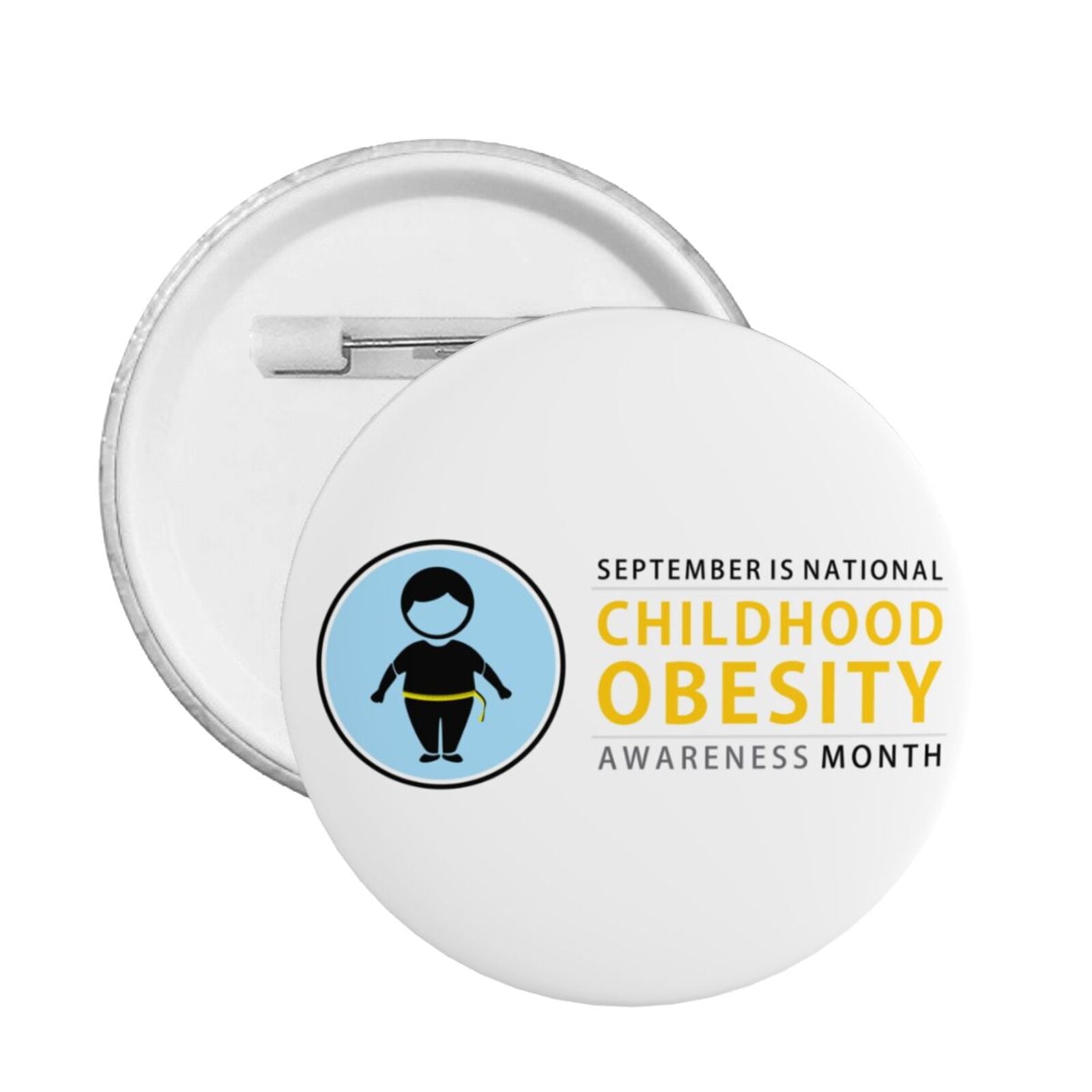 Childhood Obesity Awareness Yellow Ribbon Pin Button Badge ...