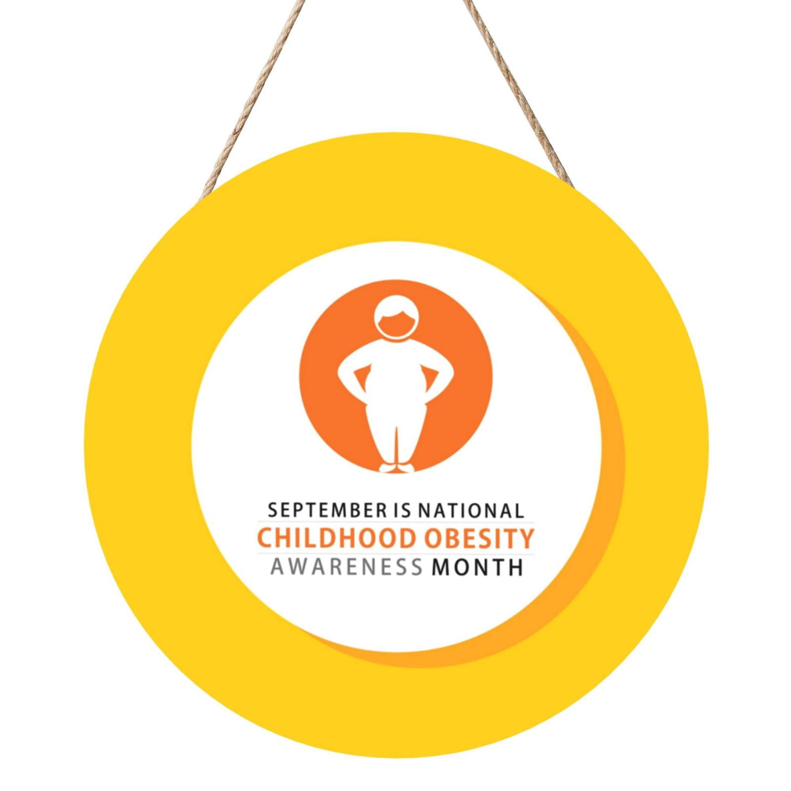 Childhood Obesity Awareness Yellow Ribbon Wooden Hanging Sign Ornament ...
