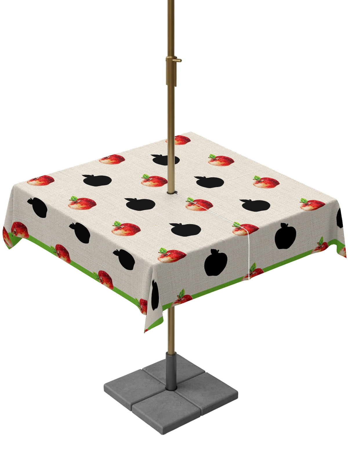Childhood Red Fruit Square Outdoor Tablecloth with Umbrella Hole Green ...