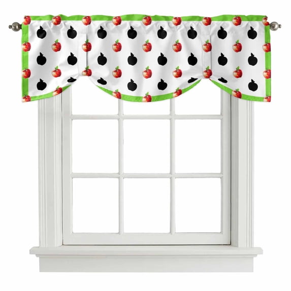 Childhood Red Fruit Tie Up Valance Curtains Green Cartoon School Season ...