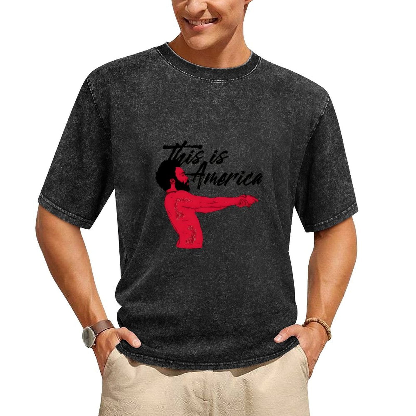 Childish_Gambino Fresh Vintage Washed Drop Shoulder T-Shirt – Casual ...