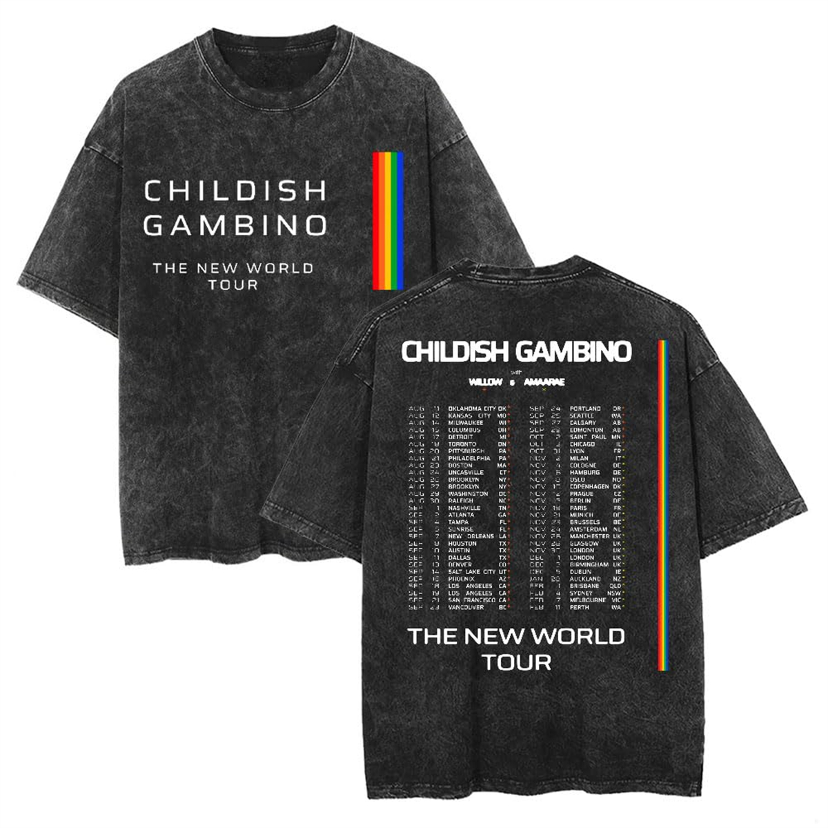 Childish Gambino The New World Tour Washed T-Shirt Women Men Crewneck ...