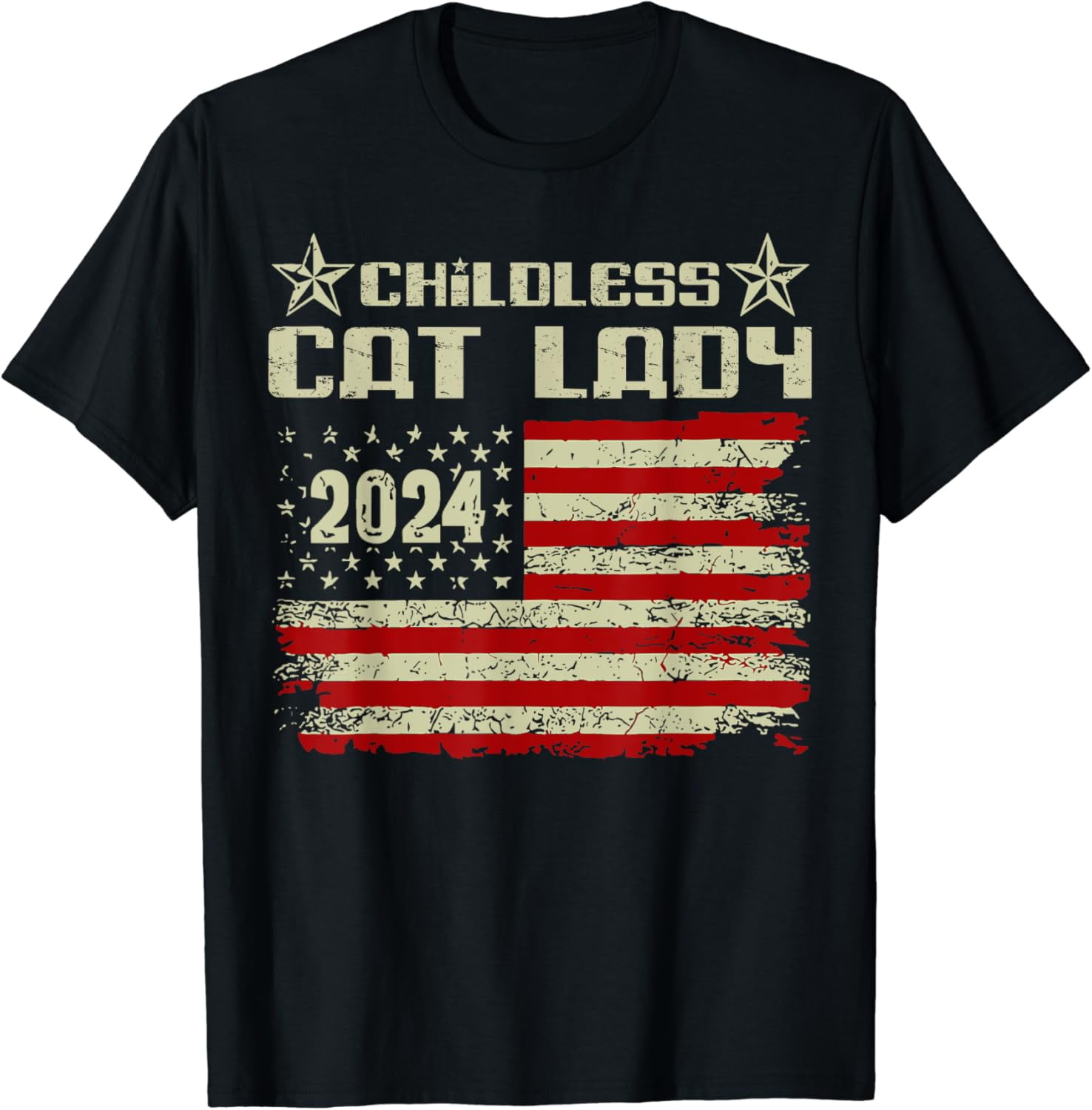 Childless Cat Lady 2024 Funny Political Elections Democrat T-Shirt ...