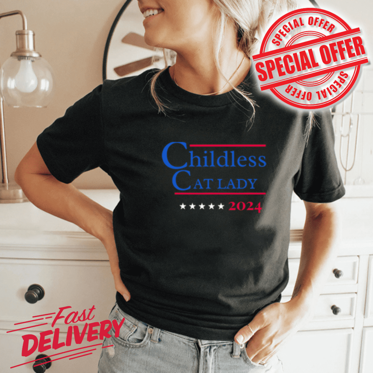 Childless Cat Lady 2024 Kamal T-Shirt Kamal 2024 Rally Shirt President ...