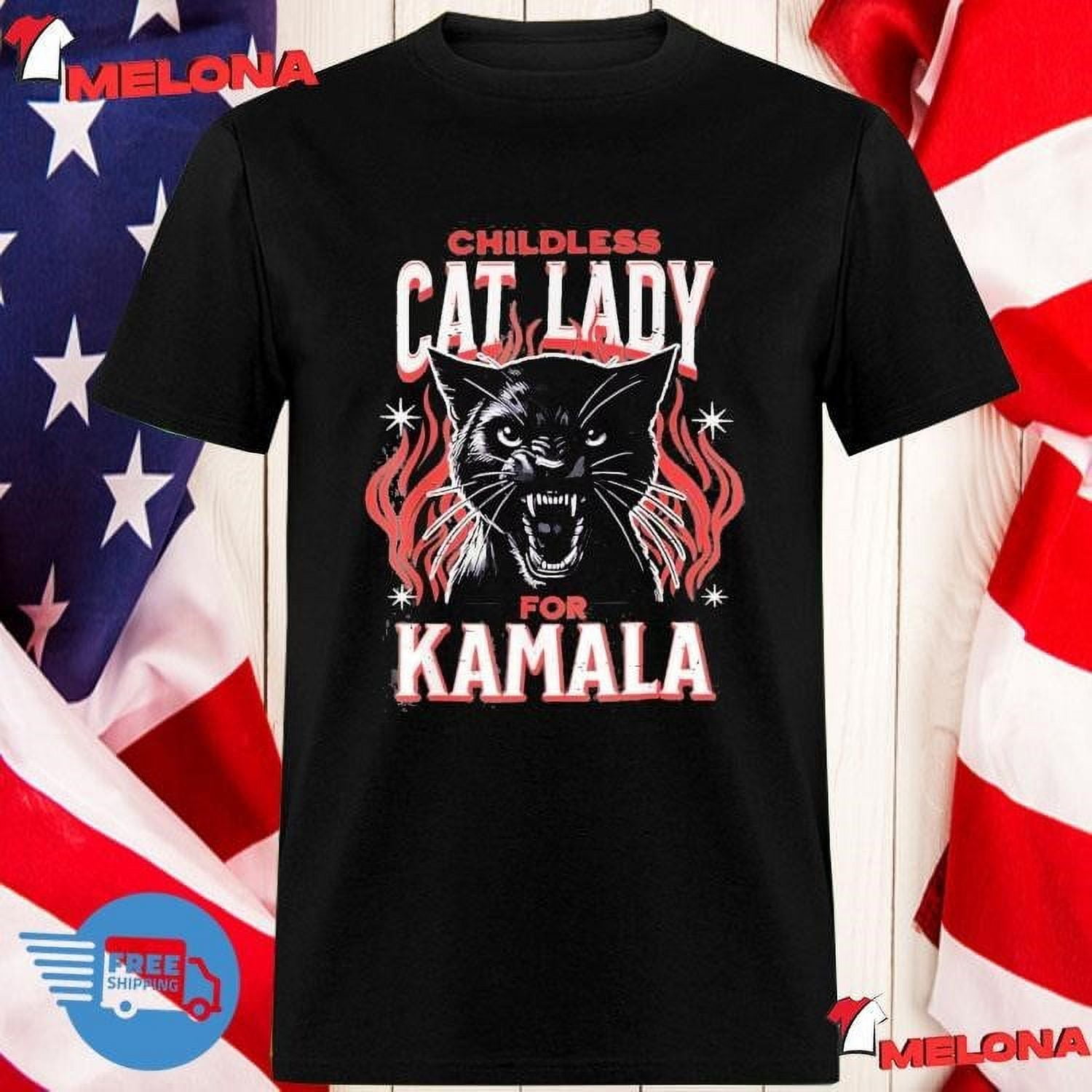 Childless Cat Lady For Kamala Harris 2024 Shirt - Walmart.com
