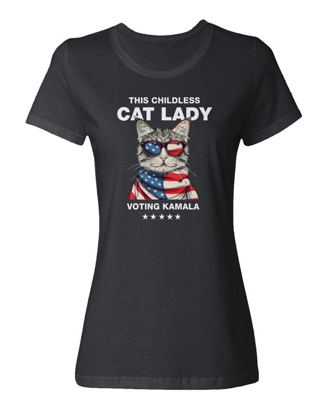 Childless Cat Lady Is Voting Kamala 2024 US Elections Ladies' Crewneck ...
