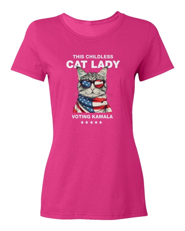 Childless Cat Lady Is Voting Kamala 2024 US Elections Ladies' Crewneck ...