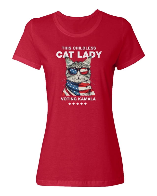 Childless Cat Lady Is Voting Kamala 2024 US Elections Ladies' Crewneck ...