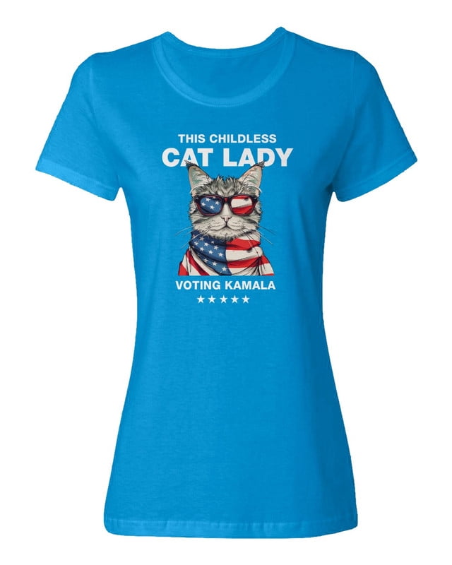 Childless Cat Lady Is Voting Kamala 2024 US Elections Ladies' Crewneck ...
