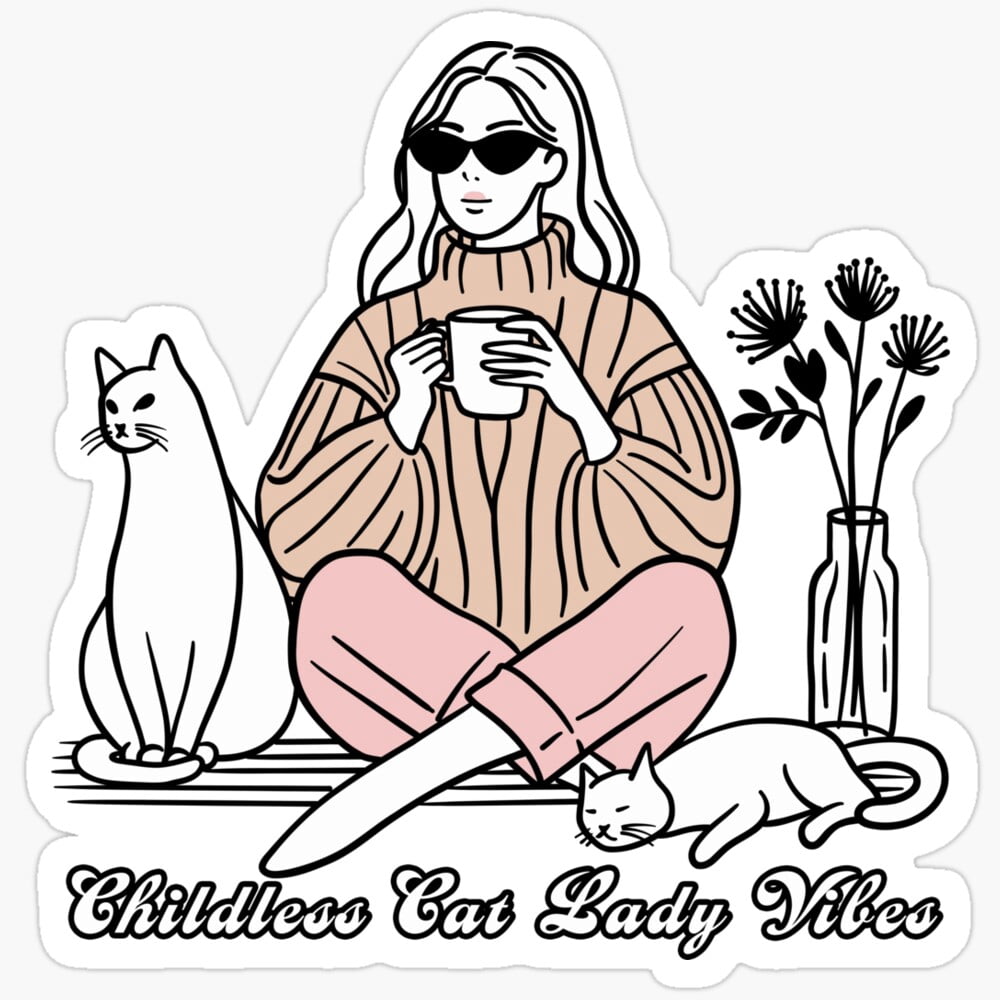 Childless Cat Lady Vibes Sticker Phone Decal Water Bottle Stickers Car ...